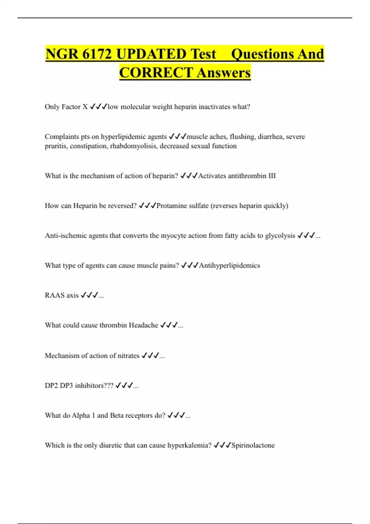NGR 6172 UPDATED Test Questions And CORRECT Answers - NGR 6172 - Stuvia US