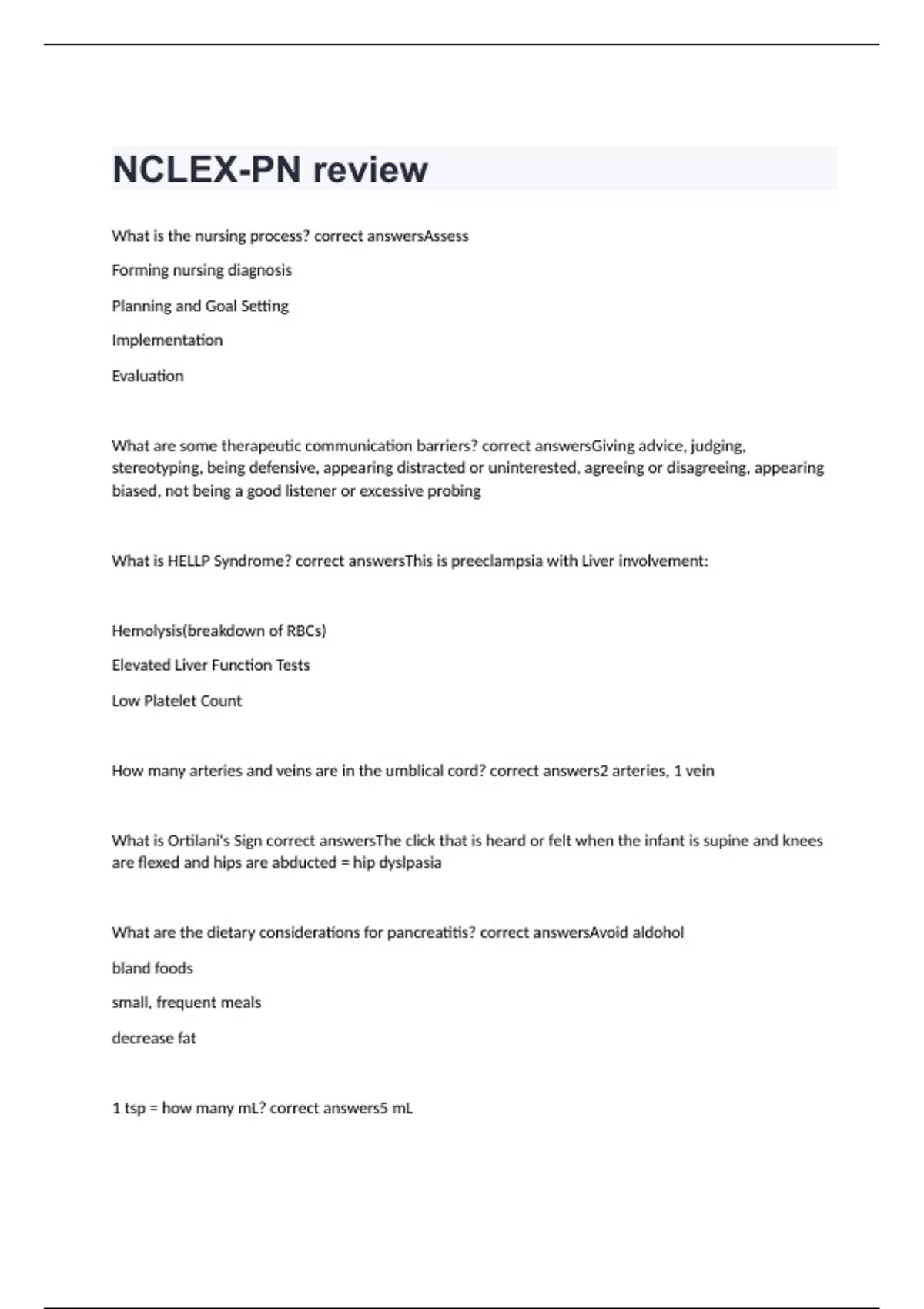 NCLEX-PN review with 100% correct answers - NCLEX-PN revi - Stuvia US