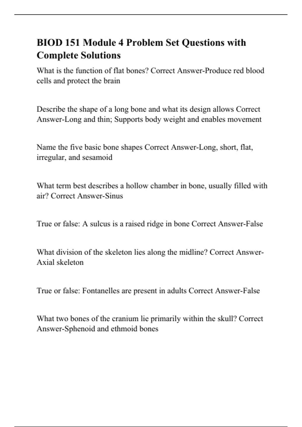 BIOD 151 Module 4 Problem Set Questions with Complete Solutions. - Biod 151 - Stuvia US