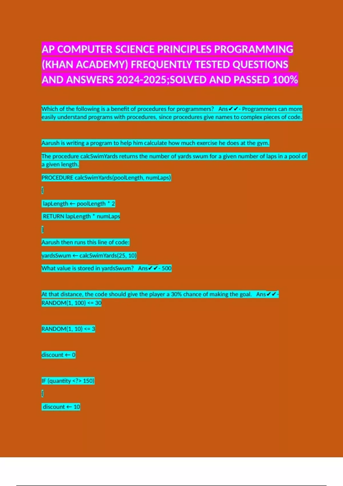 AP COMPUTER SCIENCE PRINCIPLES PROGRAMMING (KHAN ACADEMY) FREQUENTLY ...
