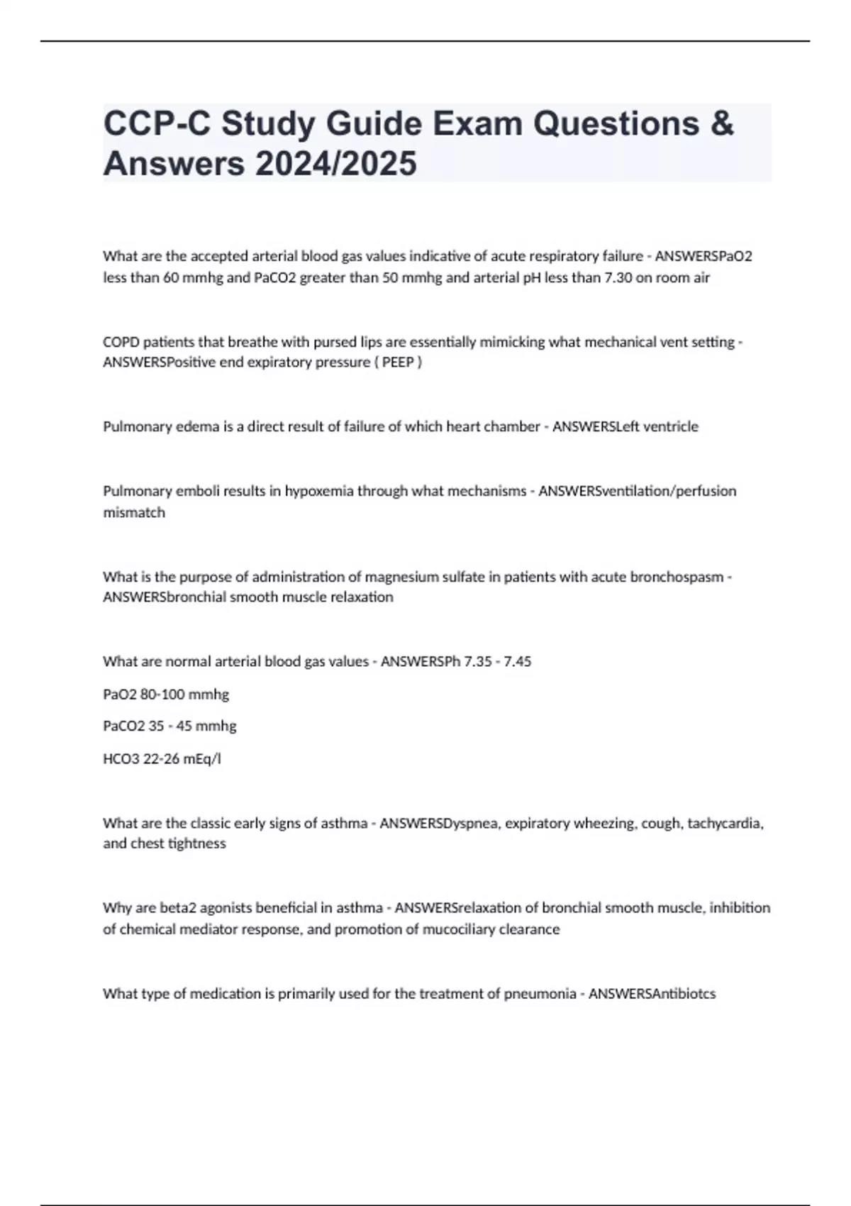 CCP-C Study Guide Exam Questions & Answers 2024/2025 - CCP-C - Stuvia US