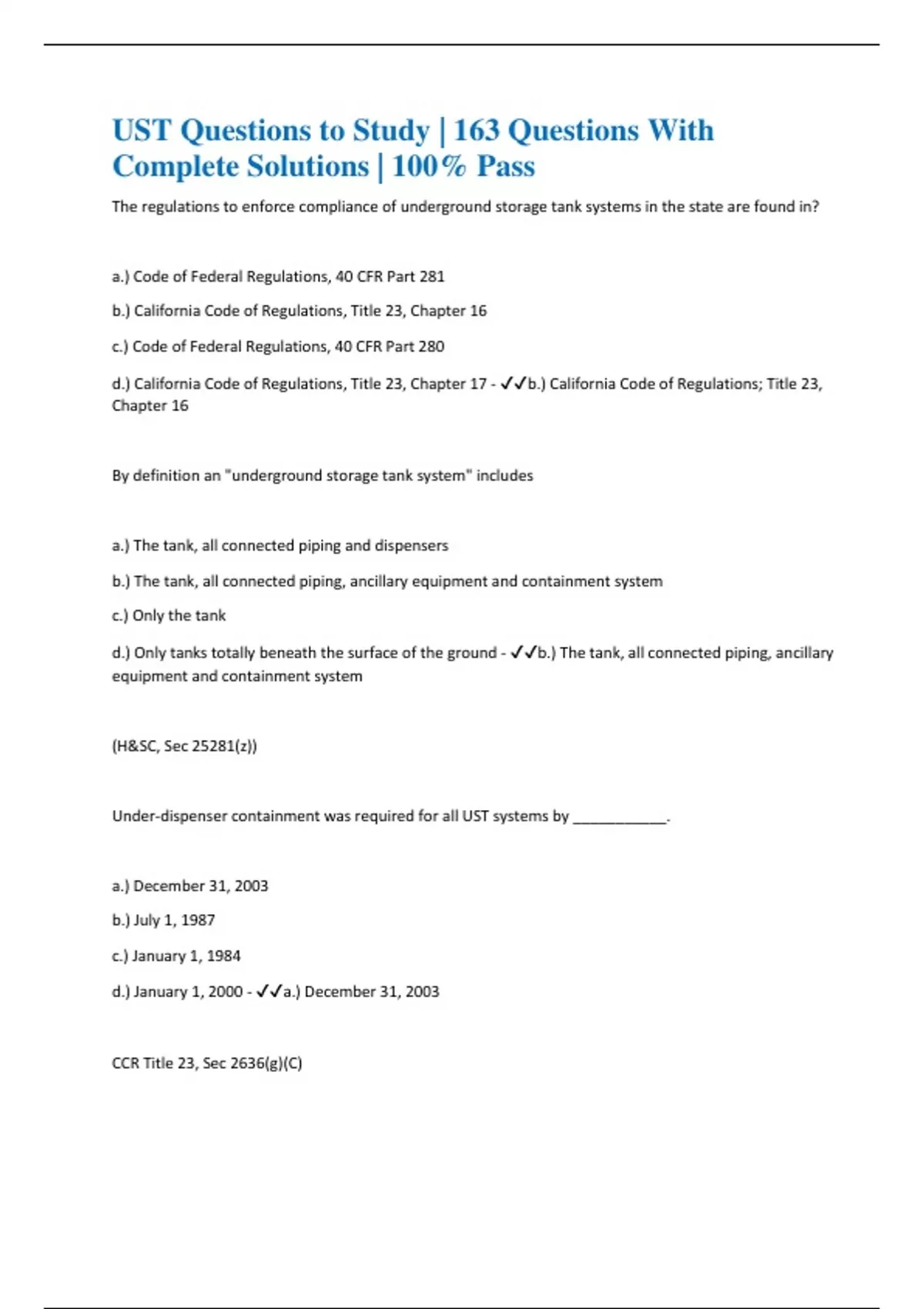 UST Questions to Study | 163 Questions With Complete Solutions | 100% ...