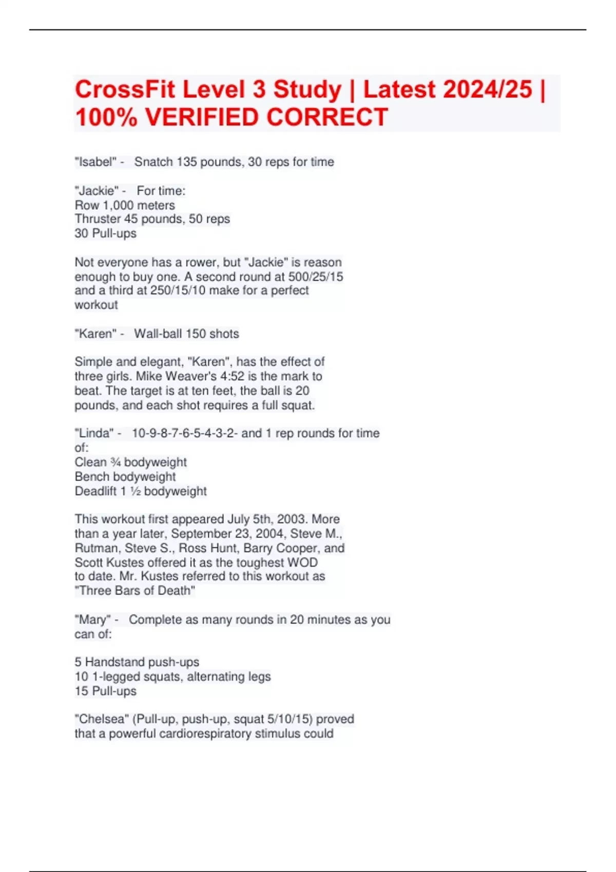 CrossFit Level 3 Study | Latest 2024/25 | 100% VERIFIED CORRECT ...