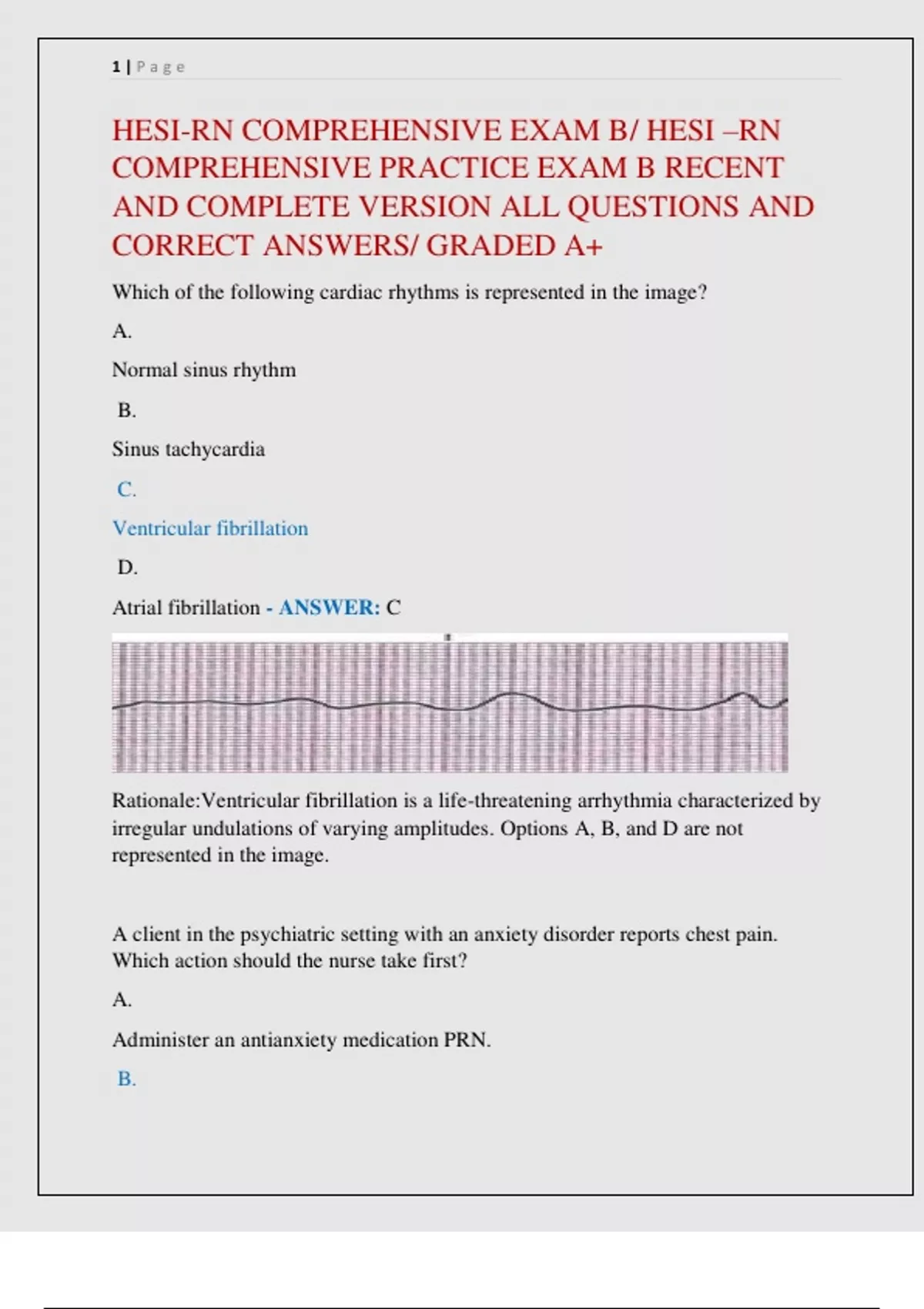HESI-RN COMPREHENSIVE EXAM B/ HESI –RN COMPREHENSIVE PRACTICE EXAM B ...