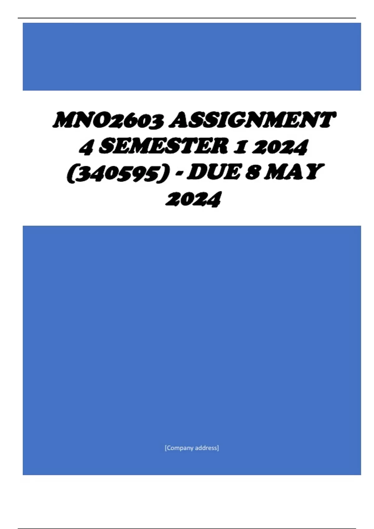 MNO2603 Assignment 4 Semester 1 2024 (340595) - DUE 8 May 2024 ...