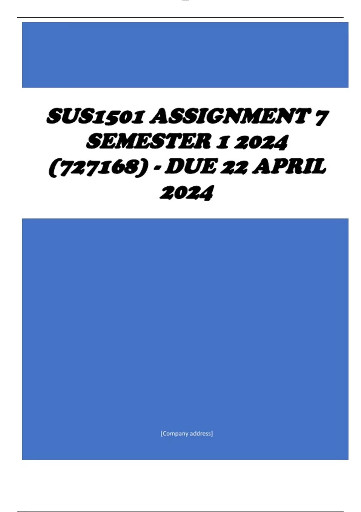 SUS1501 Assignment 7 Semester 1 2024 (727168) - DUE 22 April 2024 ...