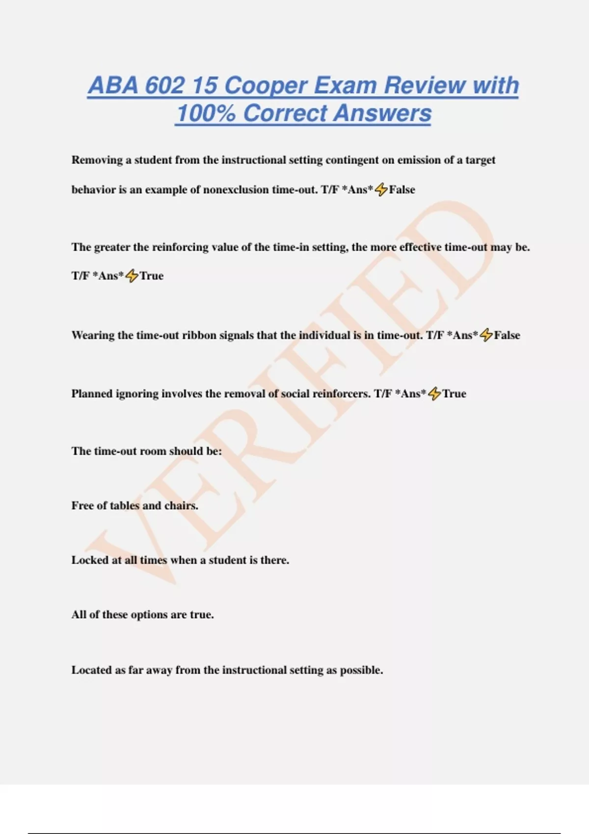 ABA 602 15 Cooper Exam Review with 100% Correct Answers - ABA ...