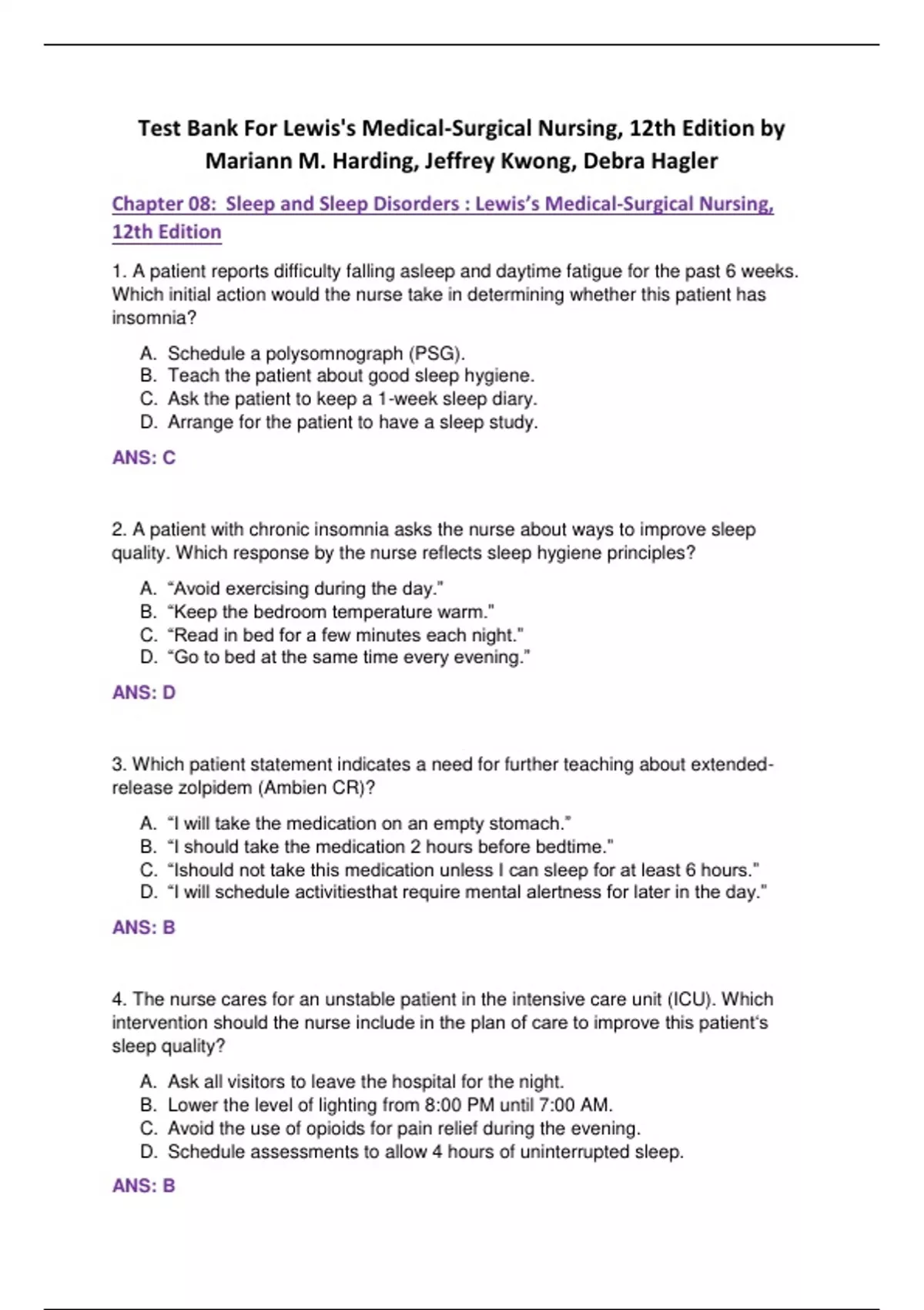 Chapter 08: Sleep and Sleep Disorders : Lewis’s Medical-Surgical ...