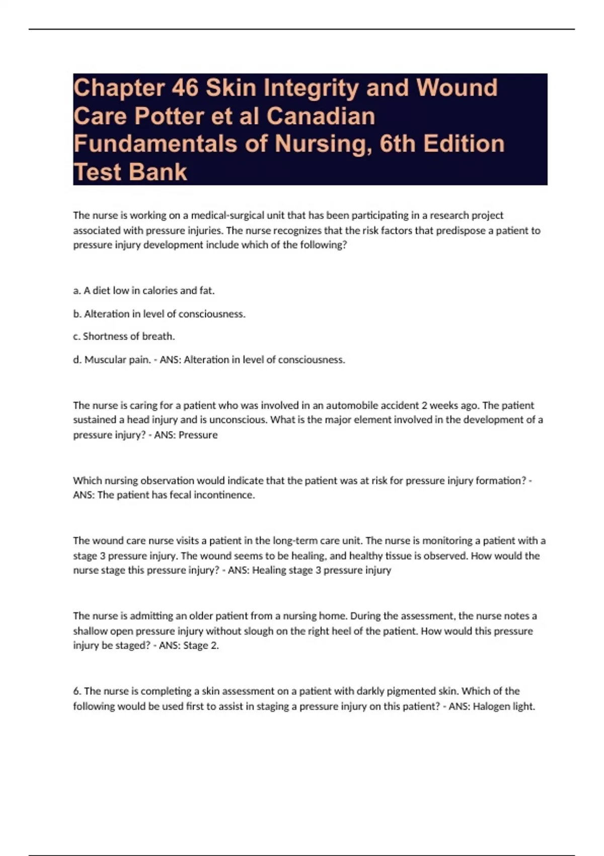 Chapter 46 Skin Integrity and Wound Care Potter et al Canadian ...