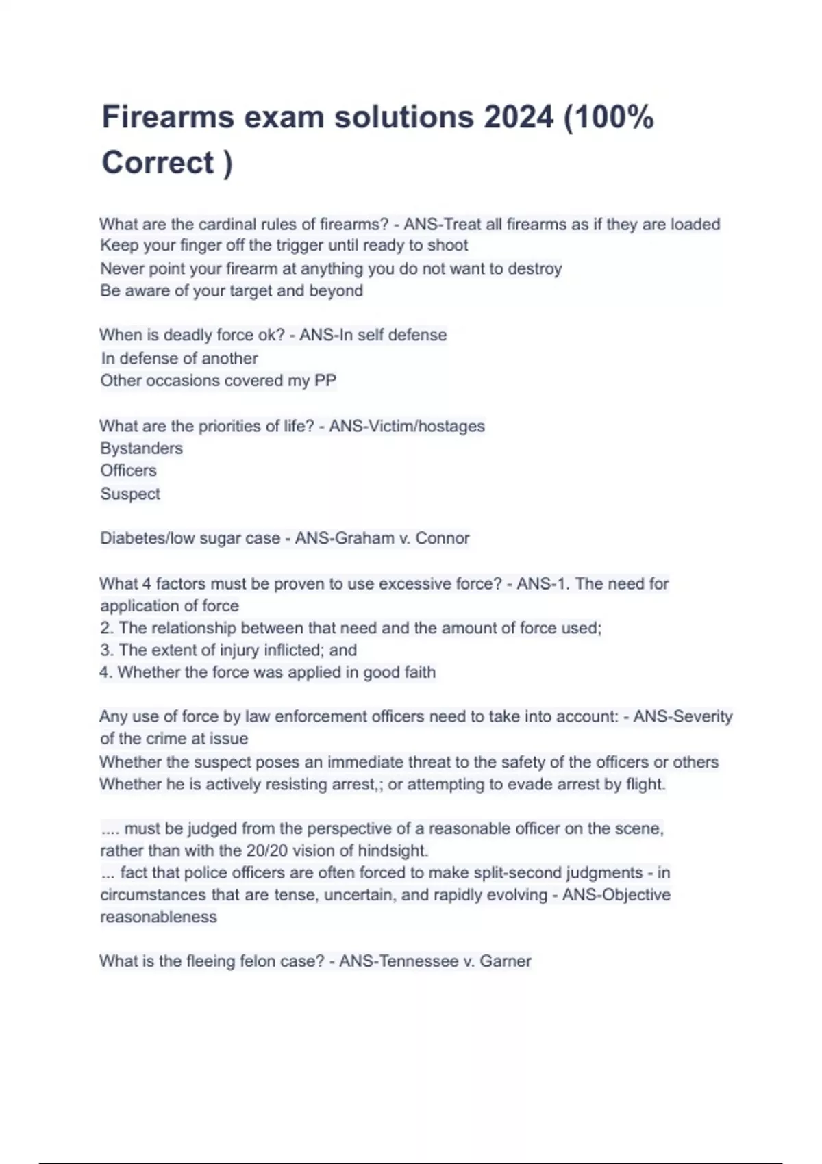 Firearms exam solutions 2024 (100% Correct ) - Firearms - Stuvia US