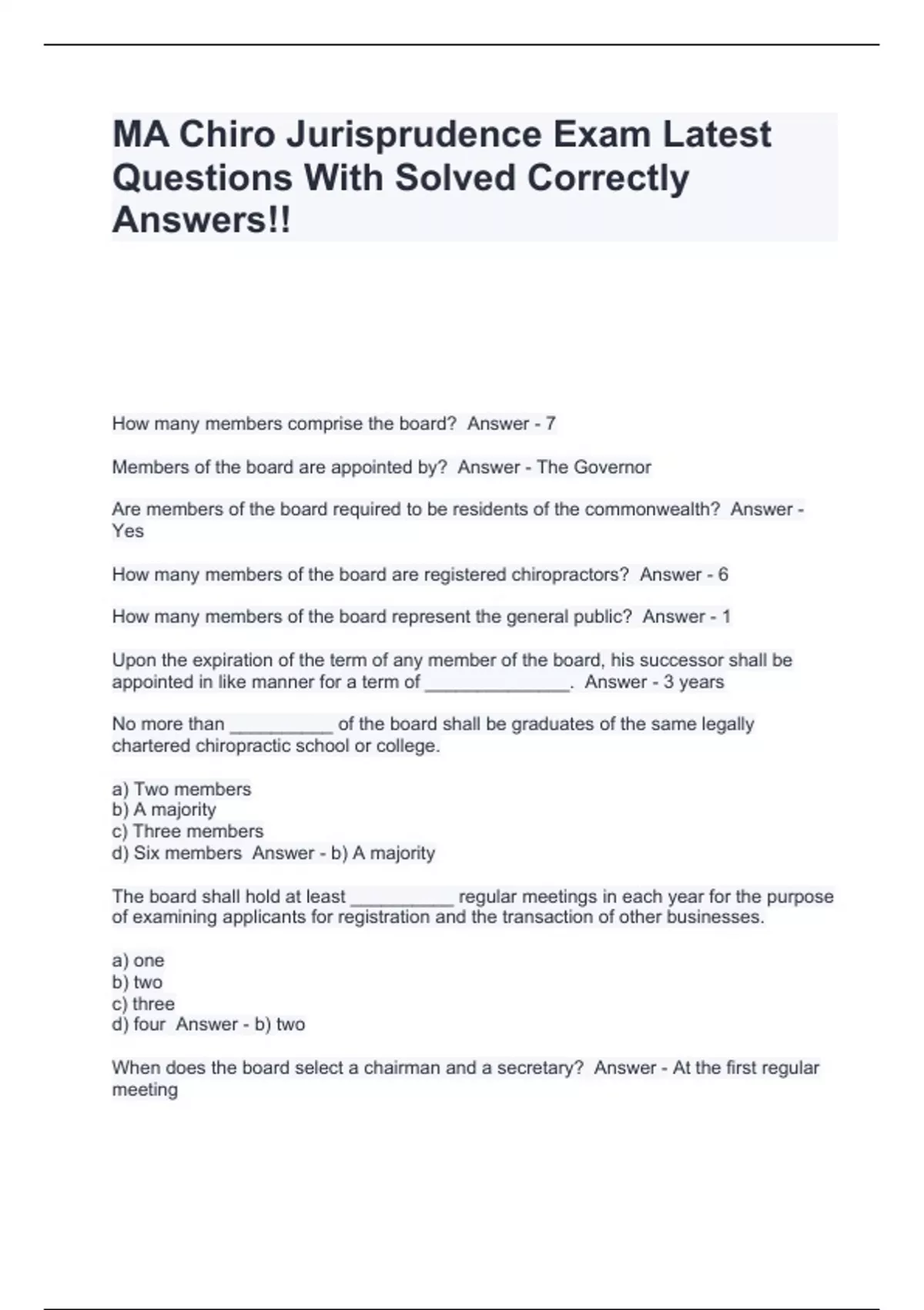 MA Chiro Jurisprudence Exam Latest Questions With Solved Correctly ...