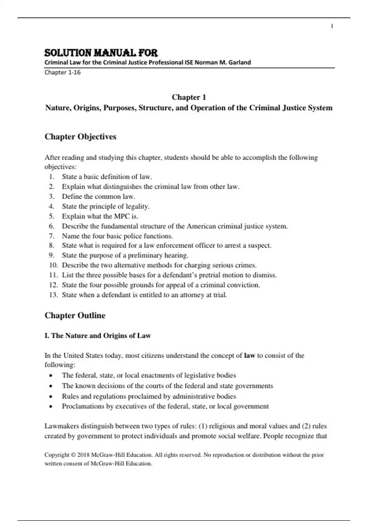 Solution Manual for Criminal Law for the Criminal Justice Professional ...