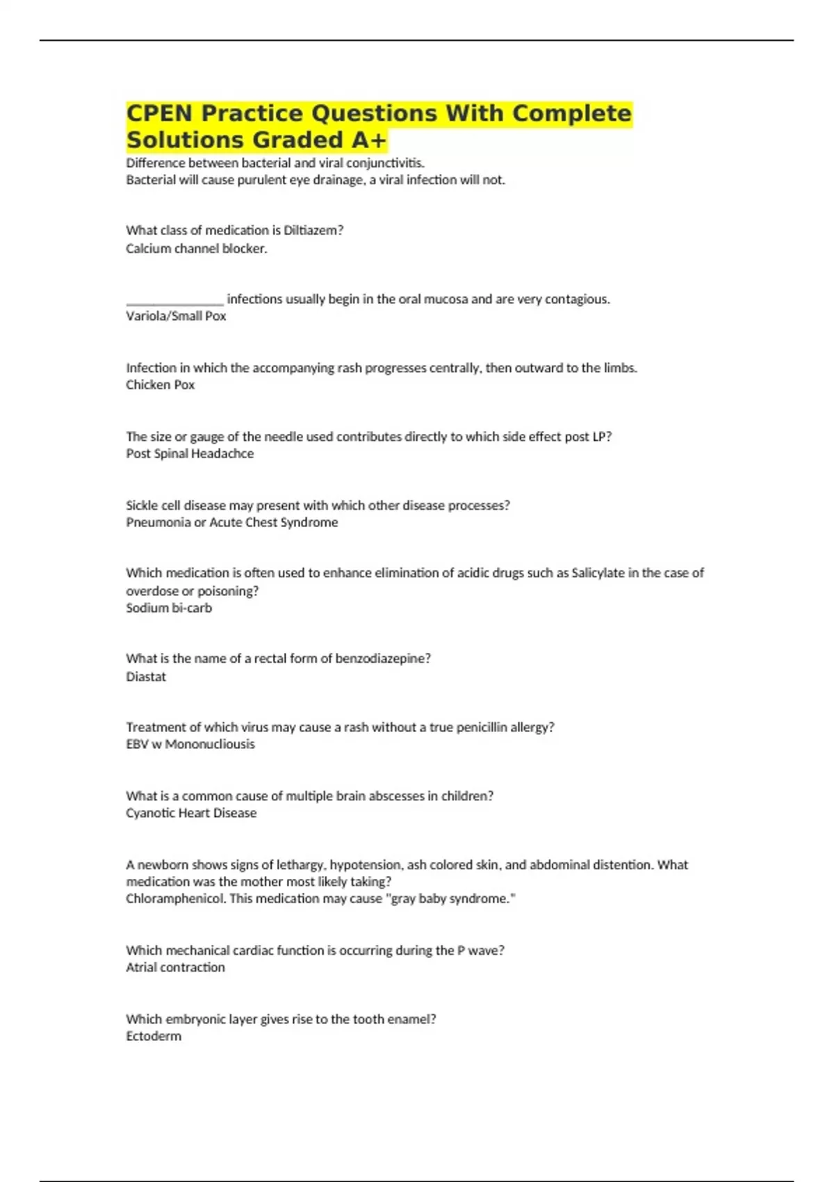 CPEN Practice Questions With Complete Solutions Graded A+ - CPEN ...