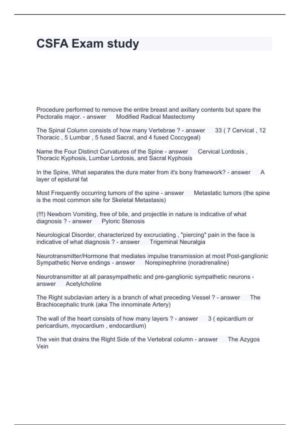 CSFA Exam study Questions with correct Answers 2024 - CFSA - Stuvia US