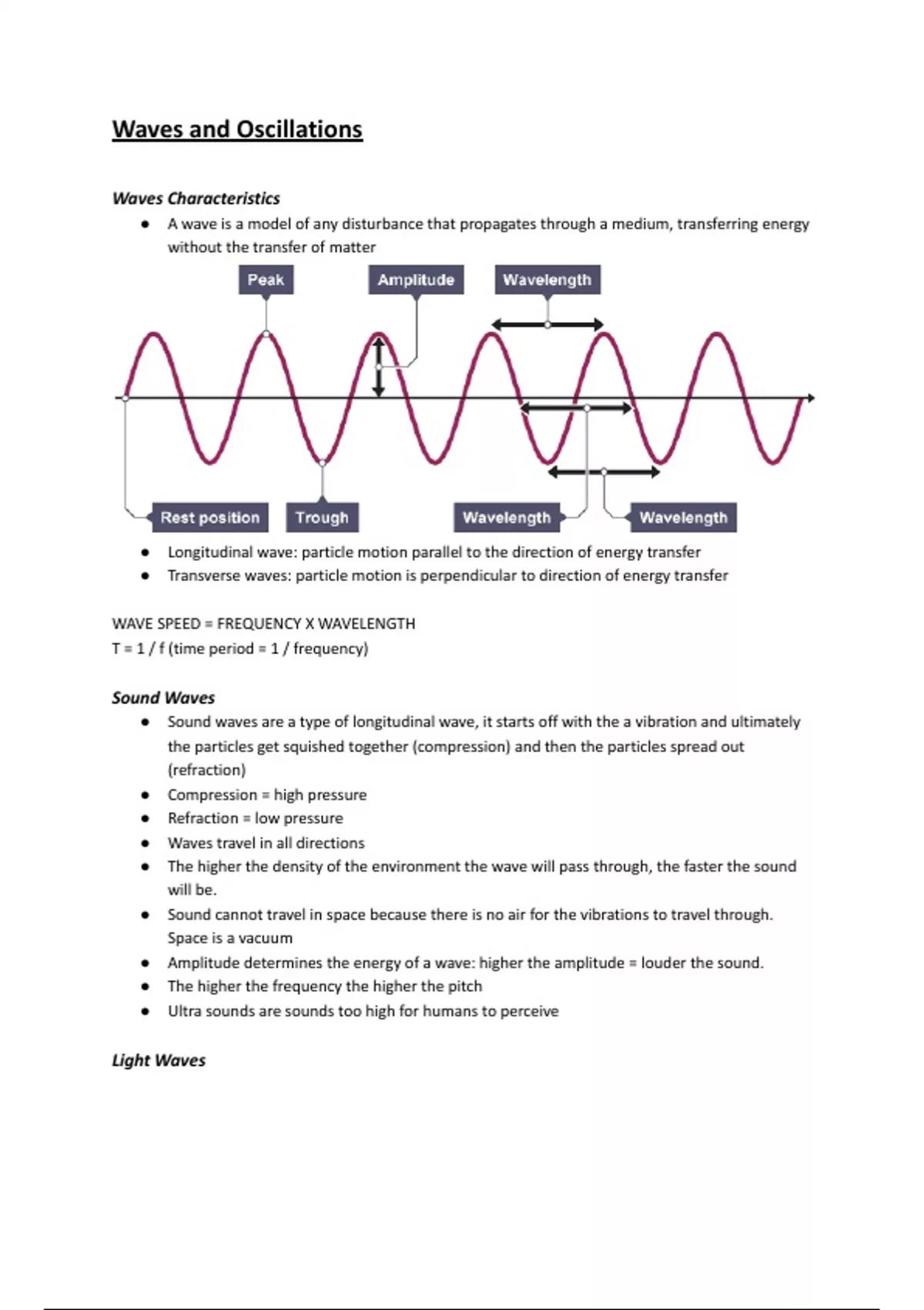 MYP IB Physics Topic 3 Waves and Oscillations - MYP Physics - Stuvia UK