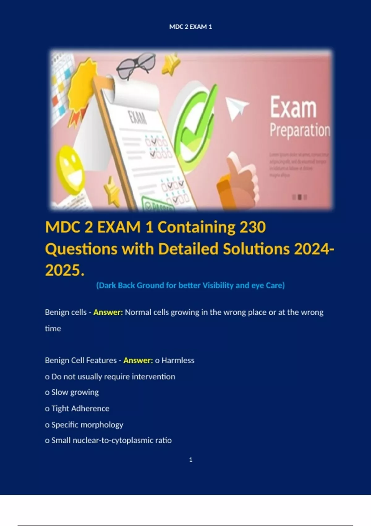 MDC 2 EXAM 1 Containing 230 Questions with Detailed Solutions ...