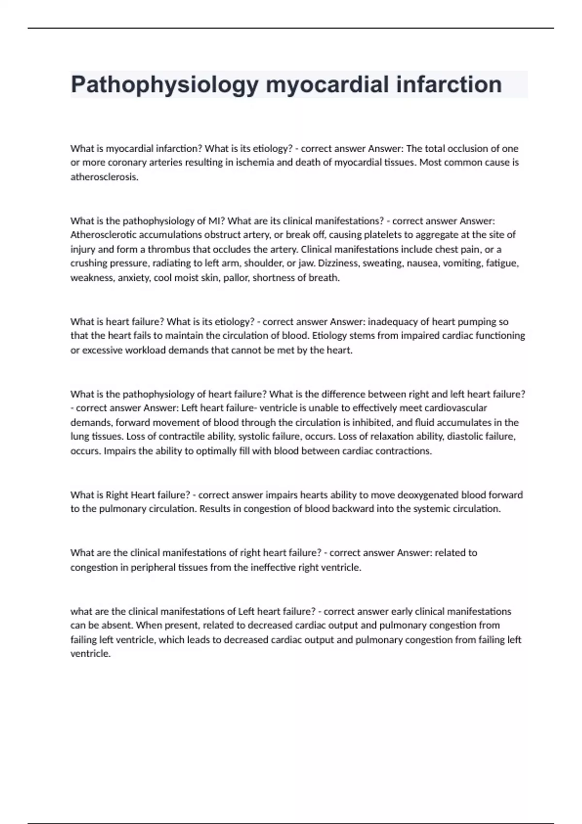 Pathophysiology myocardial infarction with answers 2024 ...