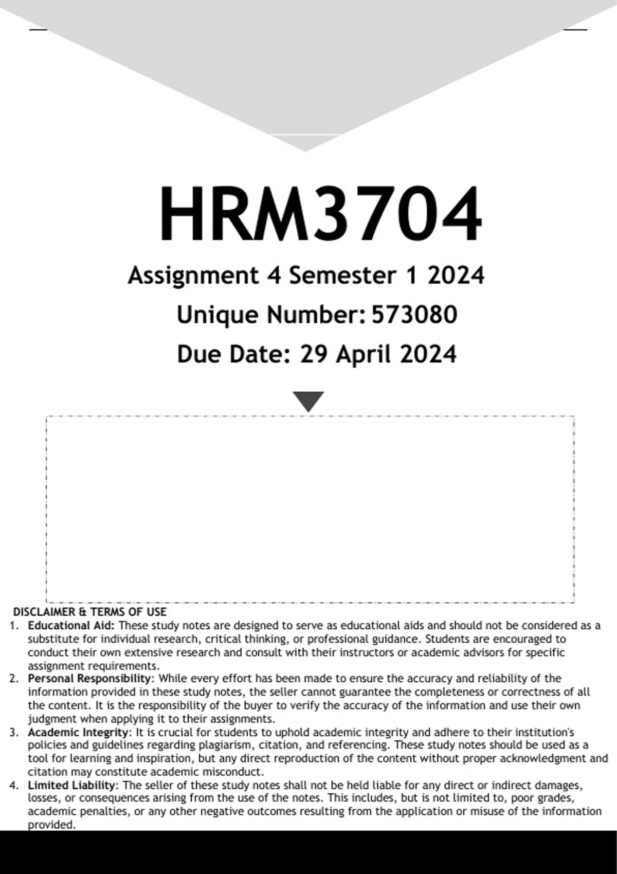HRM3704 Assignment 4 (ANSWERS) Semester 1 2024 - DISTINCTION GUARANTEED - Contemporary Issues in ...