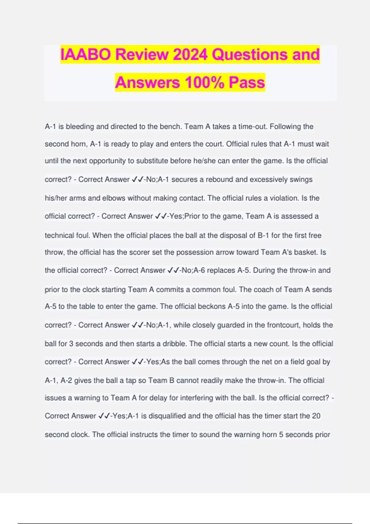 IAABO Review 2024 Questions and Answers 100% Pass - IAABO - Stuvia US