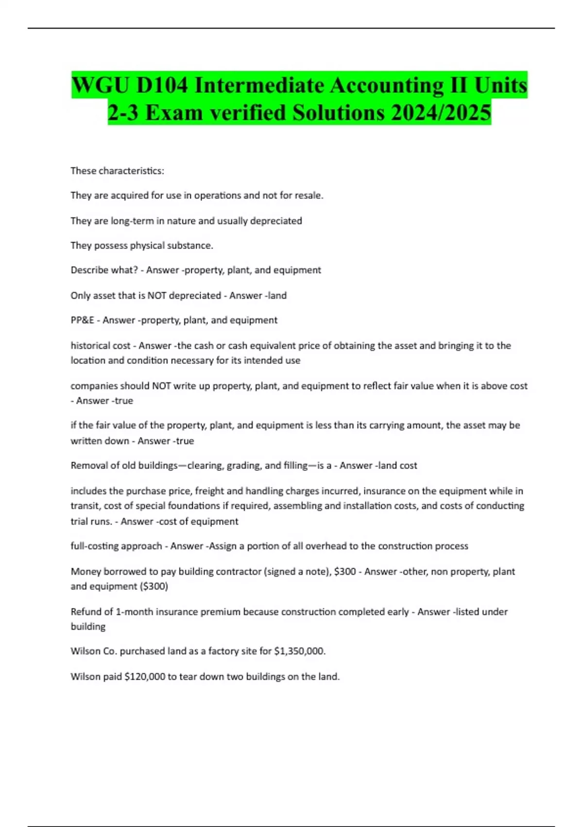 Wgu D104 Intermediate Accounting Ii Units 2 3 Exam Verified Solutions