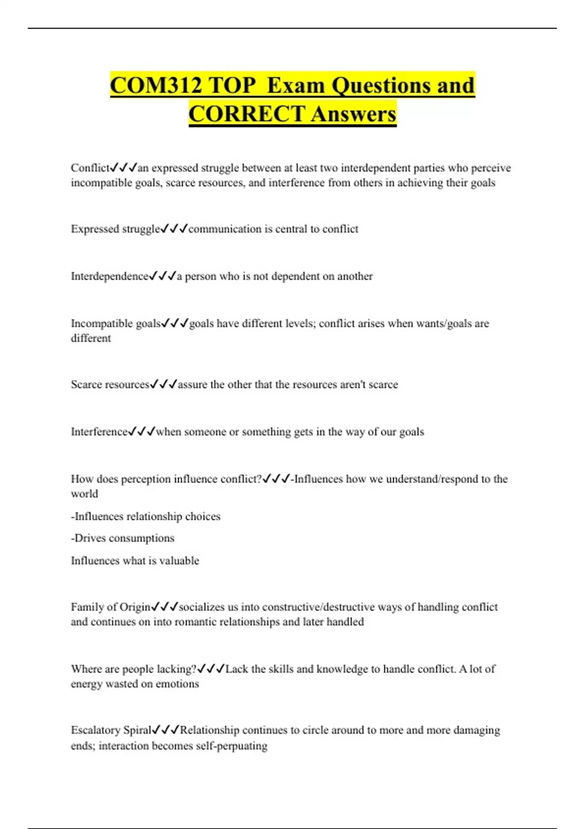 COM312 TOP Exam Questions and CORRECT Answers - COM312 - Stuvia US