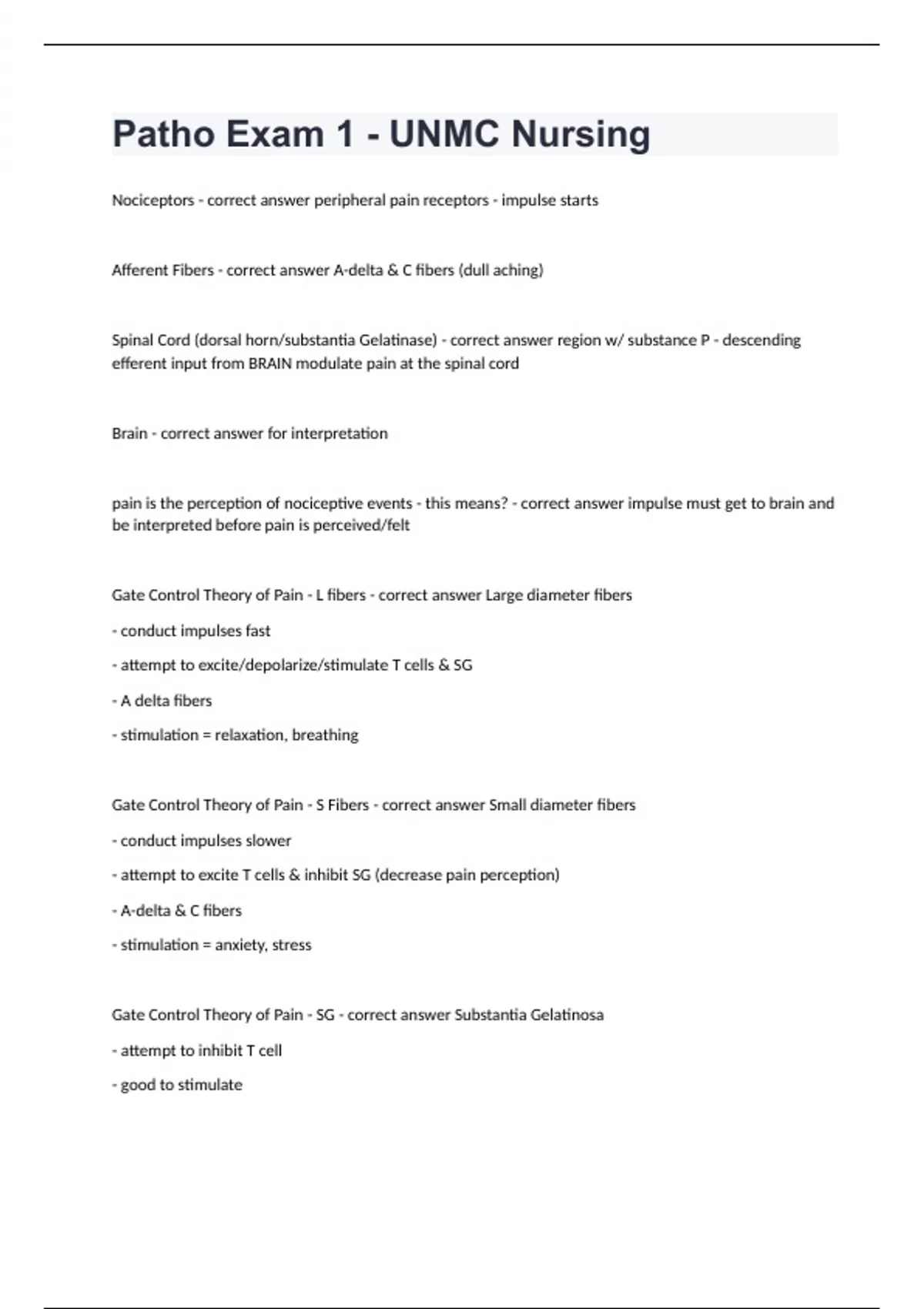 Patho Exam 1 - UNMC Nursing questions with answers - PATHOPHYSIOLOGY ...