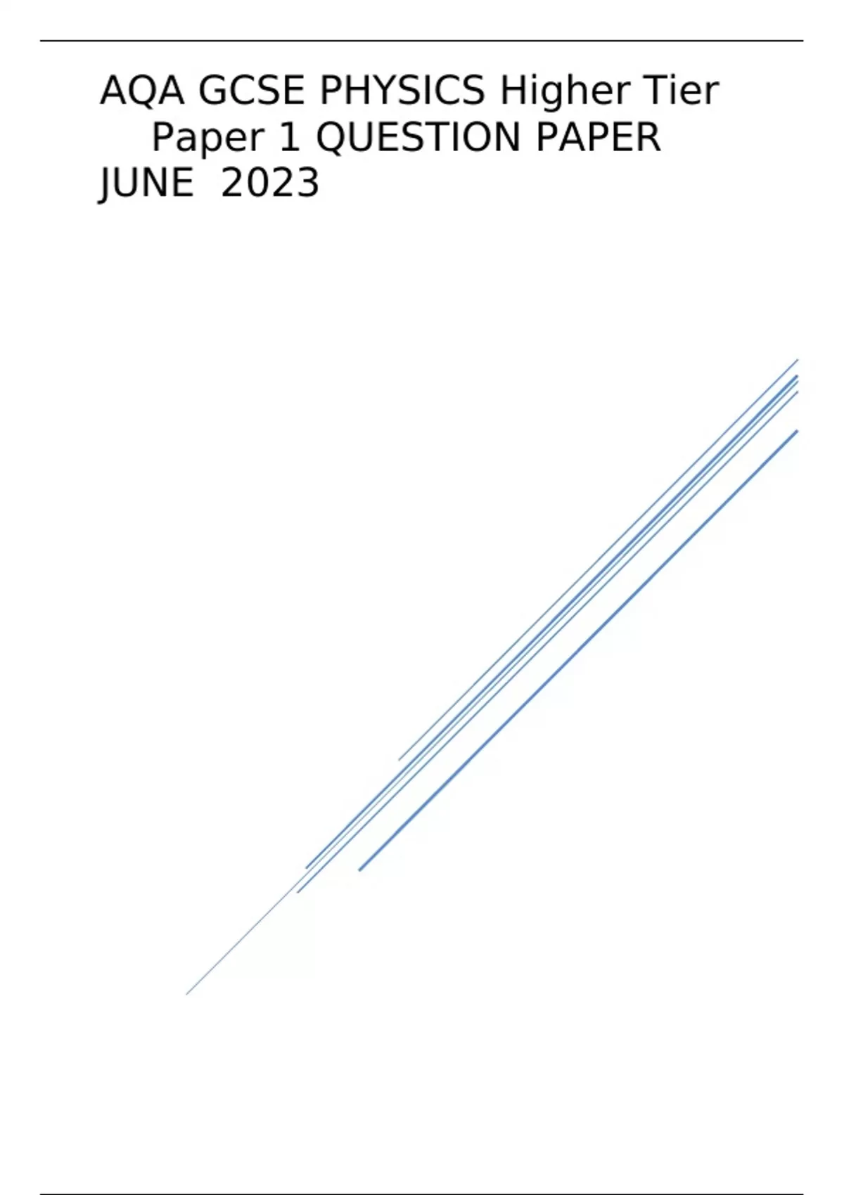 AQA GCSE PHYSICS Higher Tier Paper 1 QUESTION PAPER JUNE 2023 - AQA ...