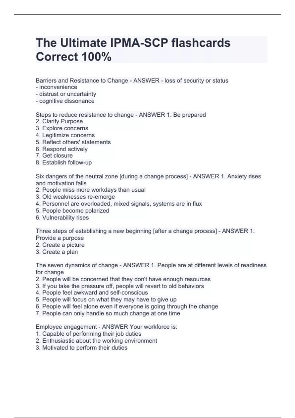 The Ultimate IPMA-SCP flashcards Correct 100% - IPMA-SCP - Stuvia US