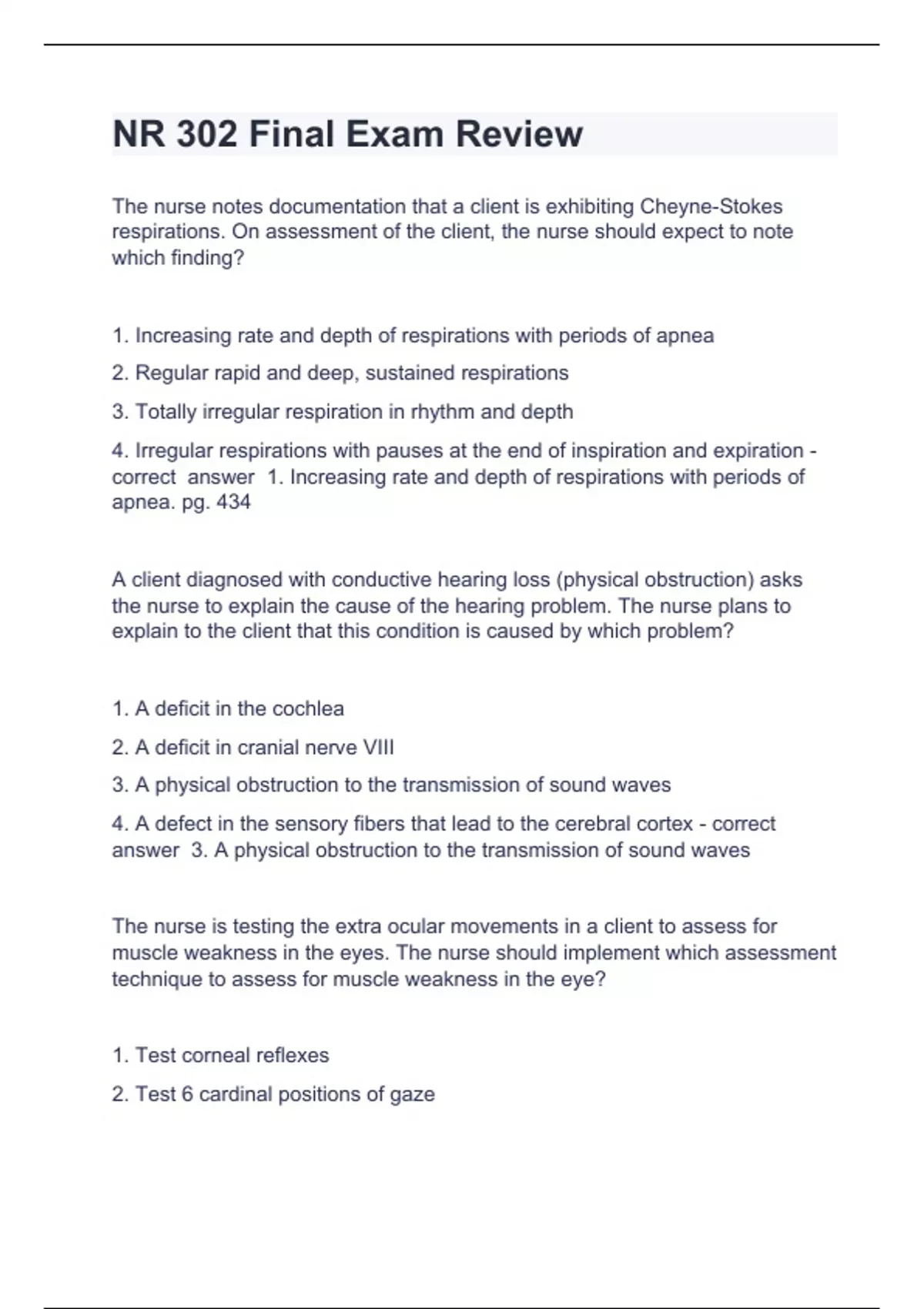 NR 302 Final Exam Review NR 302 Chamberlain College Nursing - Question ...