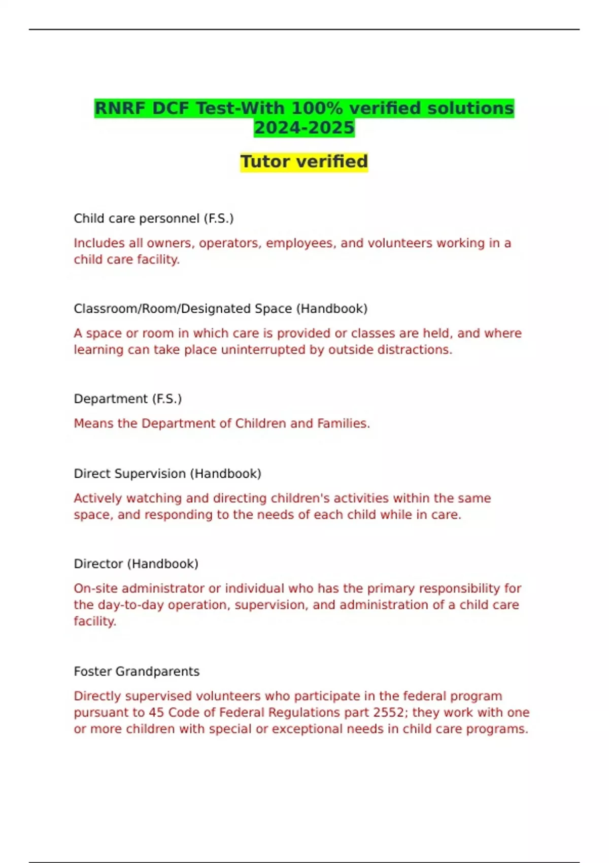 RNRF DCF Test-With 100% verified solutions - RNRF DCF - Stuvia US