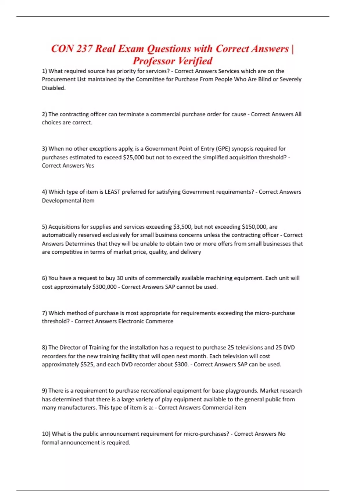 CON 237 Real Exam Questions with Correct Answers | Professor Verified ...