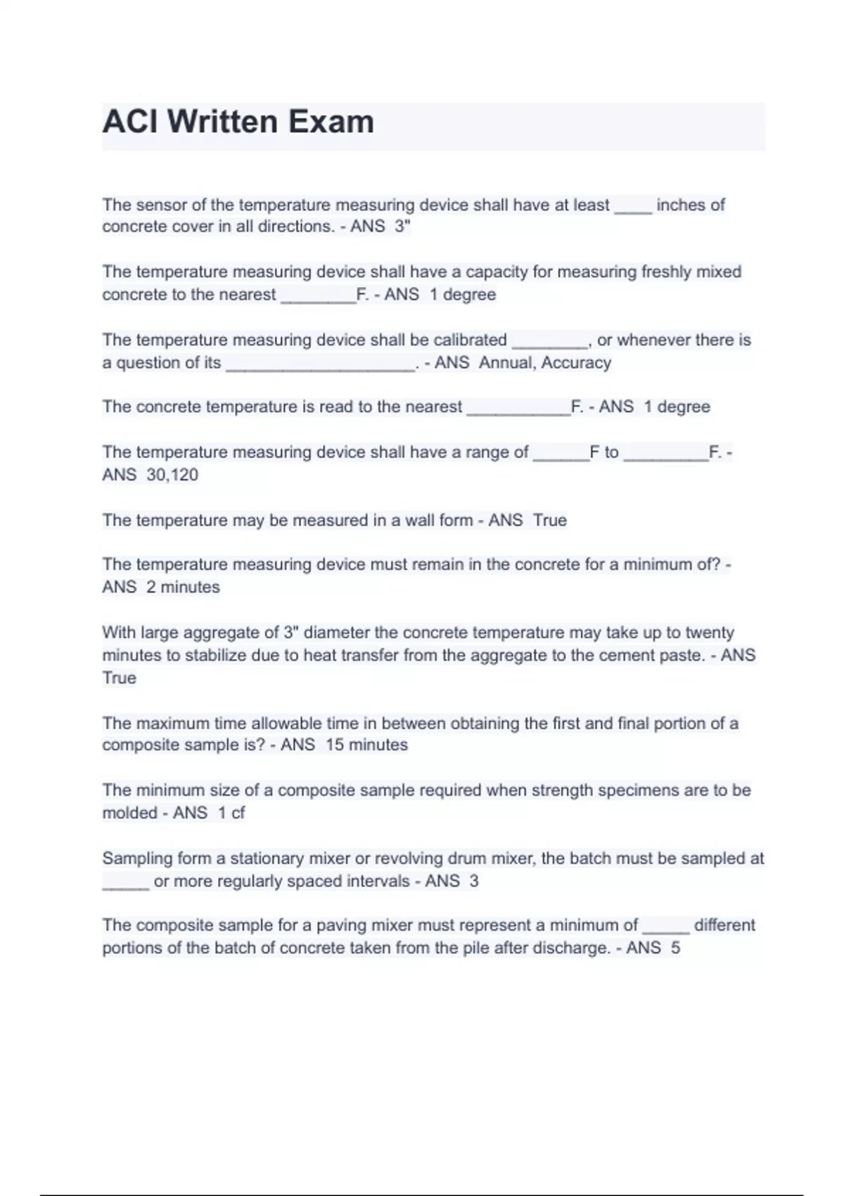 ACI Written Exam 2024/2025 Questions With Completed Solutions ( A+ ...