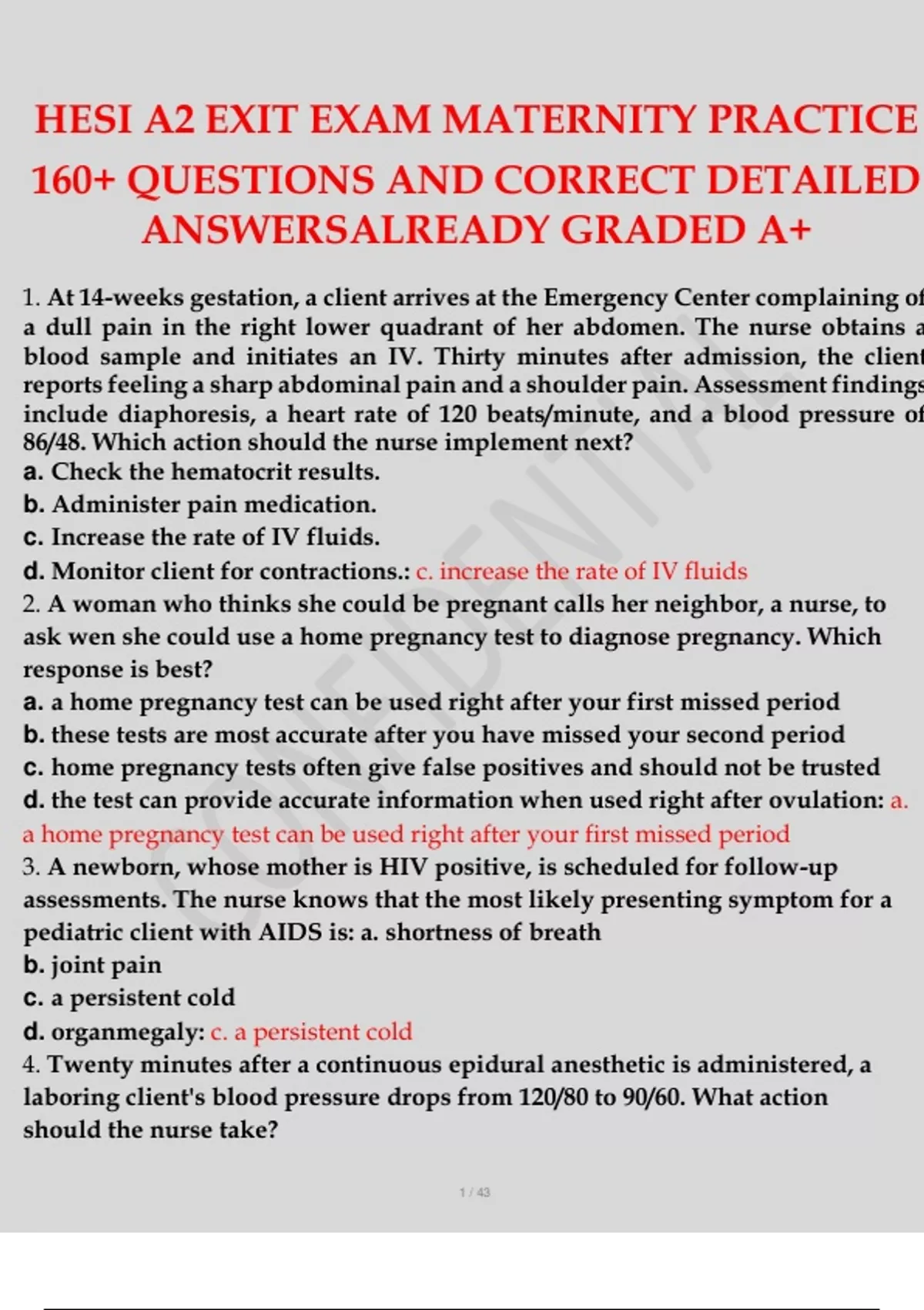 HESI A2 EXIT EXAM MATERNITY PRACTICE 160 QUESTIONS AND ANSWERS 2024 ...