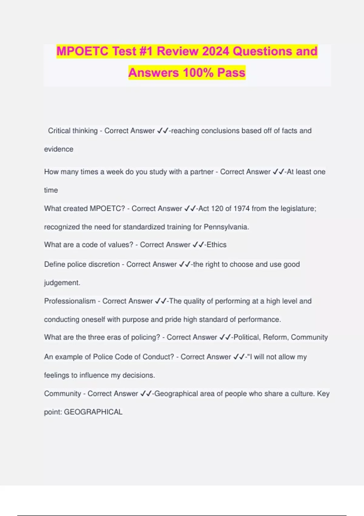 MPOETC Test #1 Review 2024 Questions and Answers 100% Pass - MPOETC ...