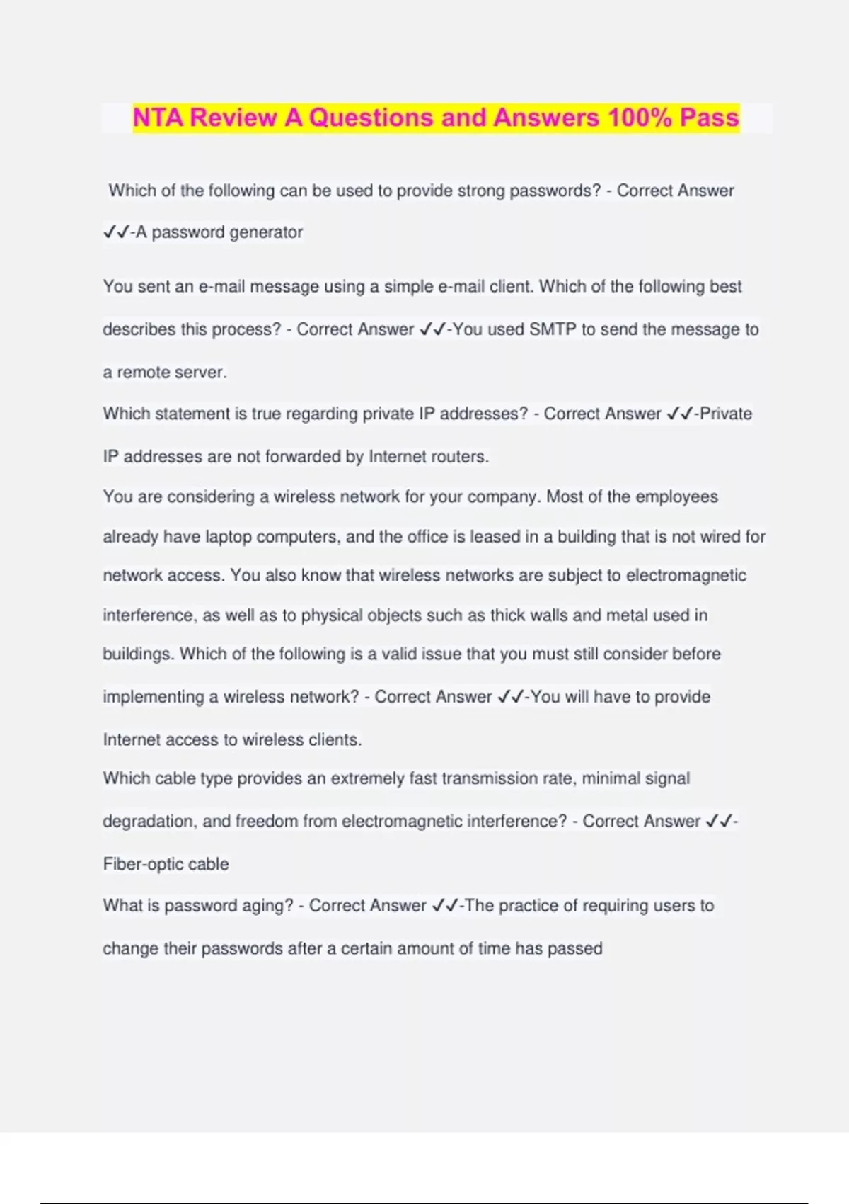 NTA Review A Questions and Answers 100% Pass - NTA - Stuvia US