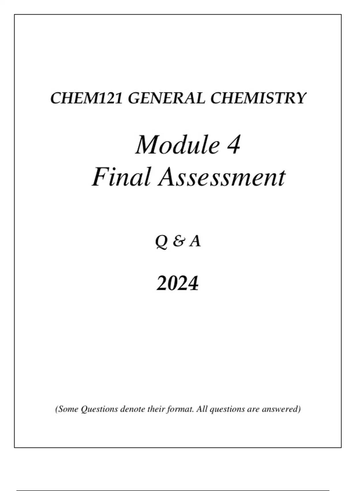 CHEM121 GENERAL CHEMISTRY MODULE 4 COMPREHENSIVE FINAL ASSESSMENT ...
