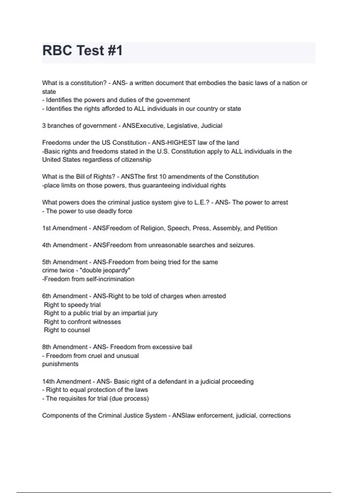 Practice RBC 1 EXAM 2024/2025 WITH COMPLETE SOLUTIONS (100% VERIFIED) ALL BUNDLED HERE ...