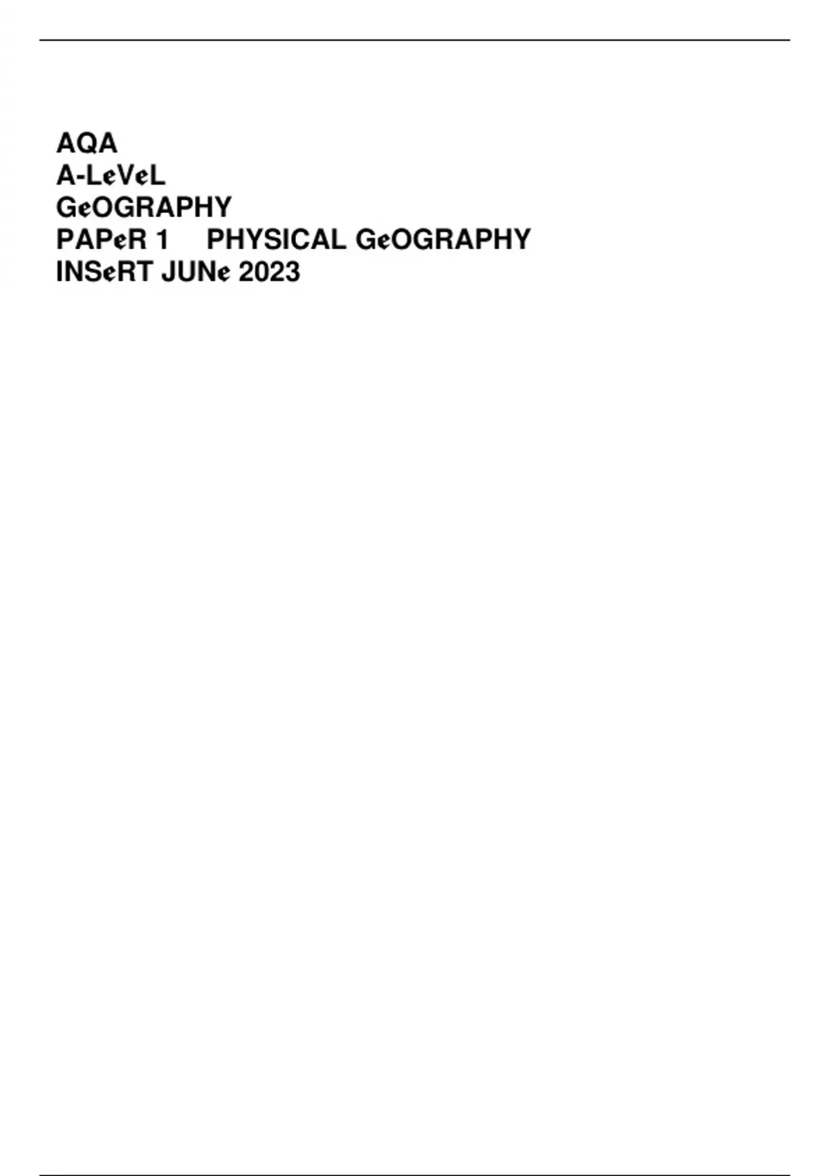 AQA a-level geography paper 1 physical geography insert june 2023 - AQA ...