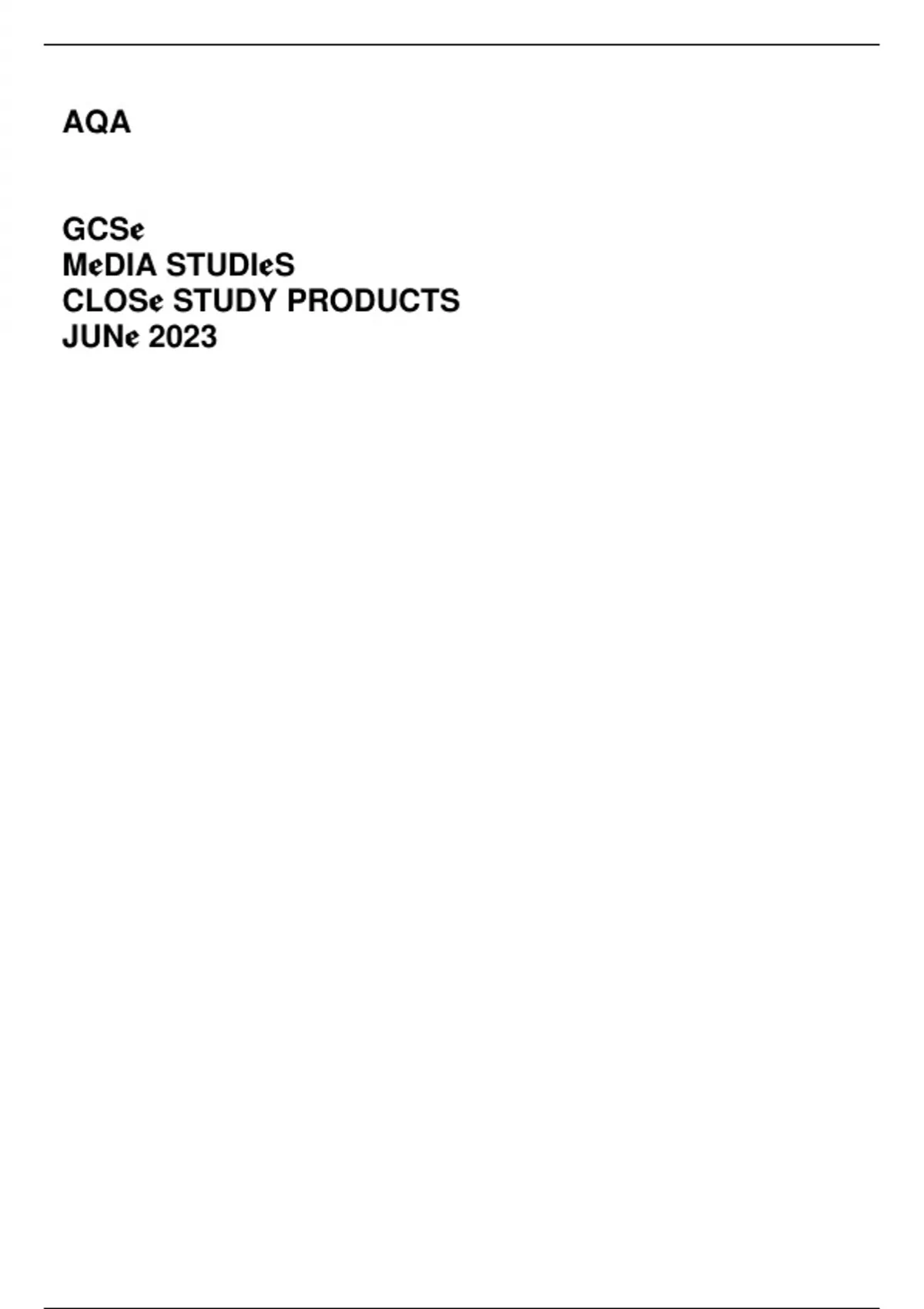 AQA gcse media studies close study products june 2023 - AQA - Stuvia US