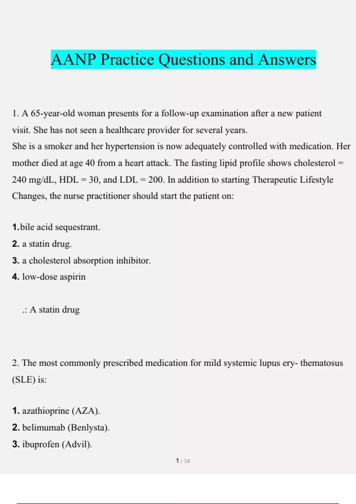 AANP Practice Questions And Answers 2022/2023 graded A - AANP - Stuvia US