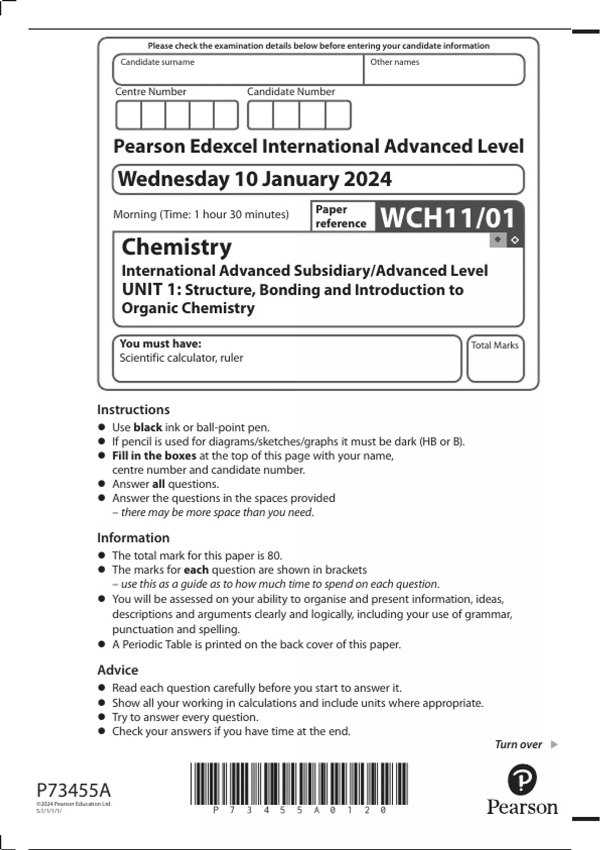 Pearson Edexcel A-Level Chemistry Advanced Subsidiary/Advanced Level ...