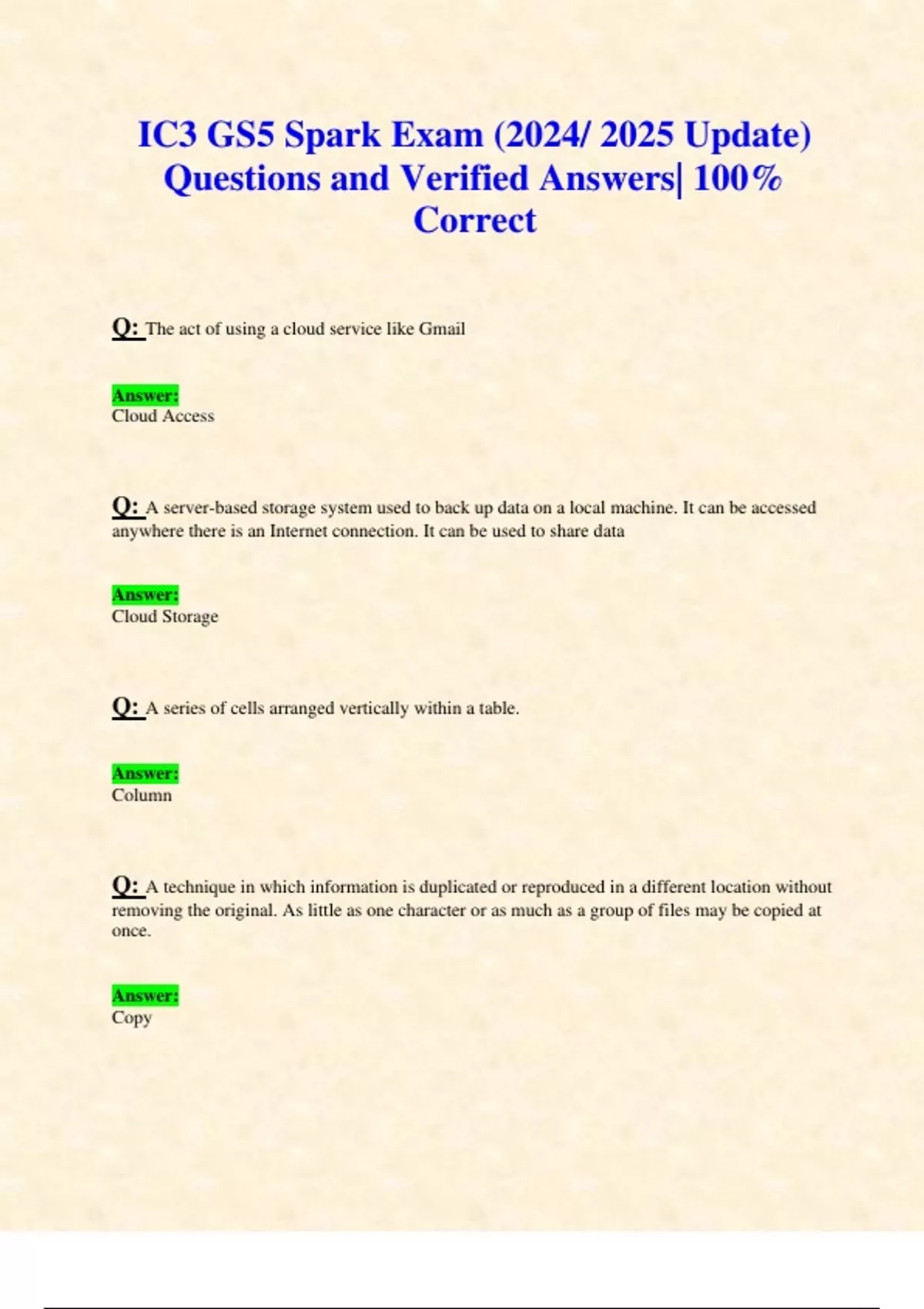 Ic3 Gs5 Exam 2024 2025 Update Questions And Verified Answers 100 Correct Ic3 Stuvia Us