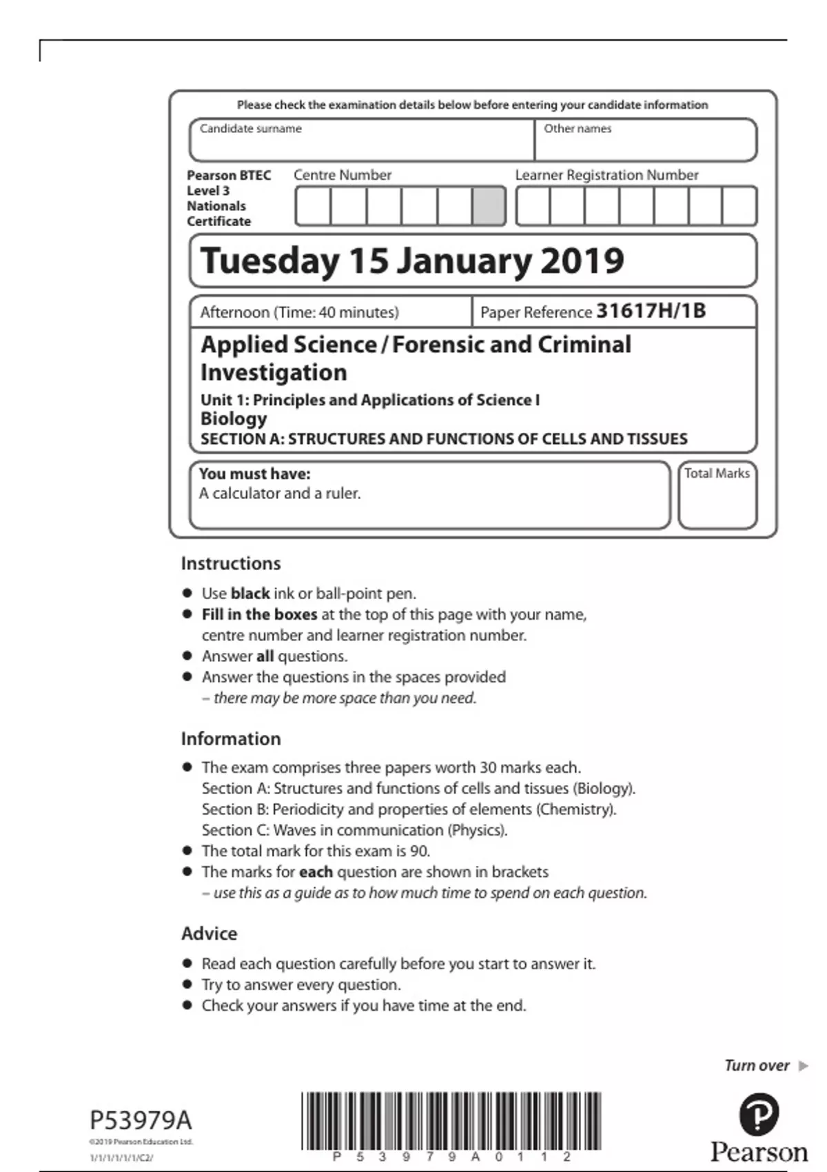 Btec Level 3 Applied Science Unit 1 Past Paper Unit 1 Principles And Applications Of Science