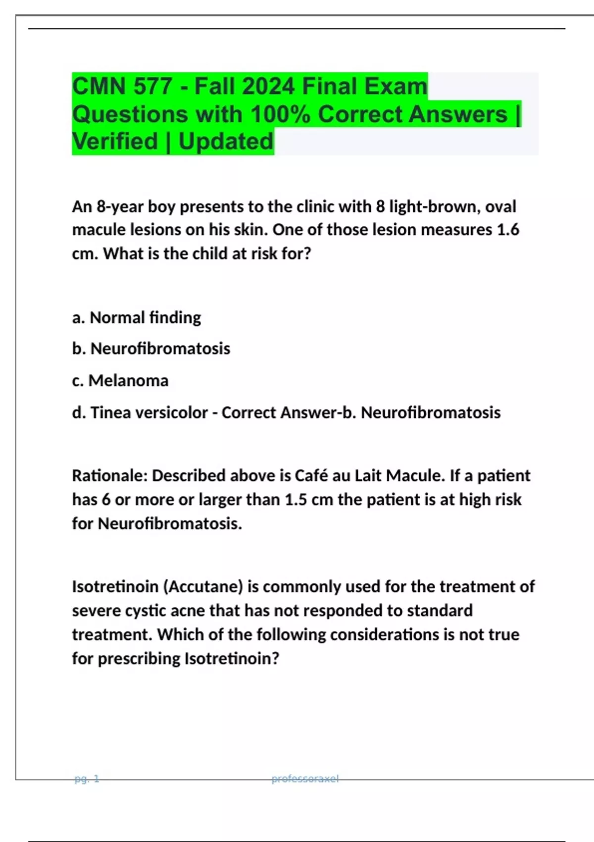 CMN 577 - Fall 2024 Final Exam Questions with 100% Correct Answers | Verified | Updated - CMN ...