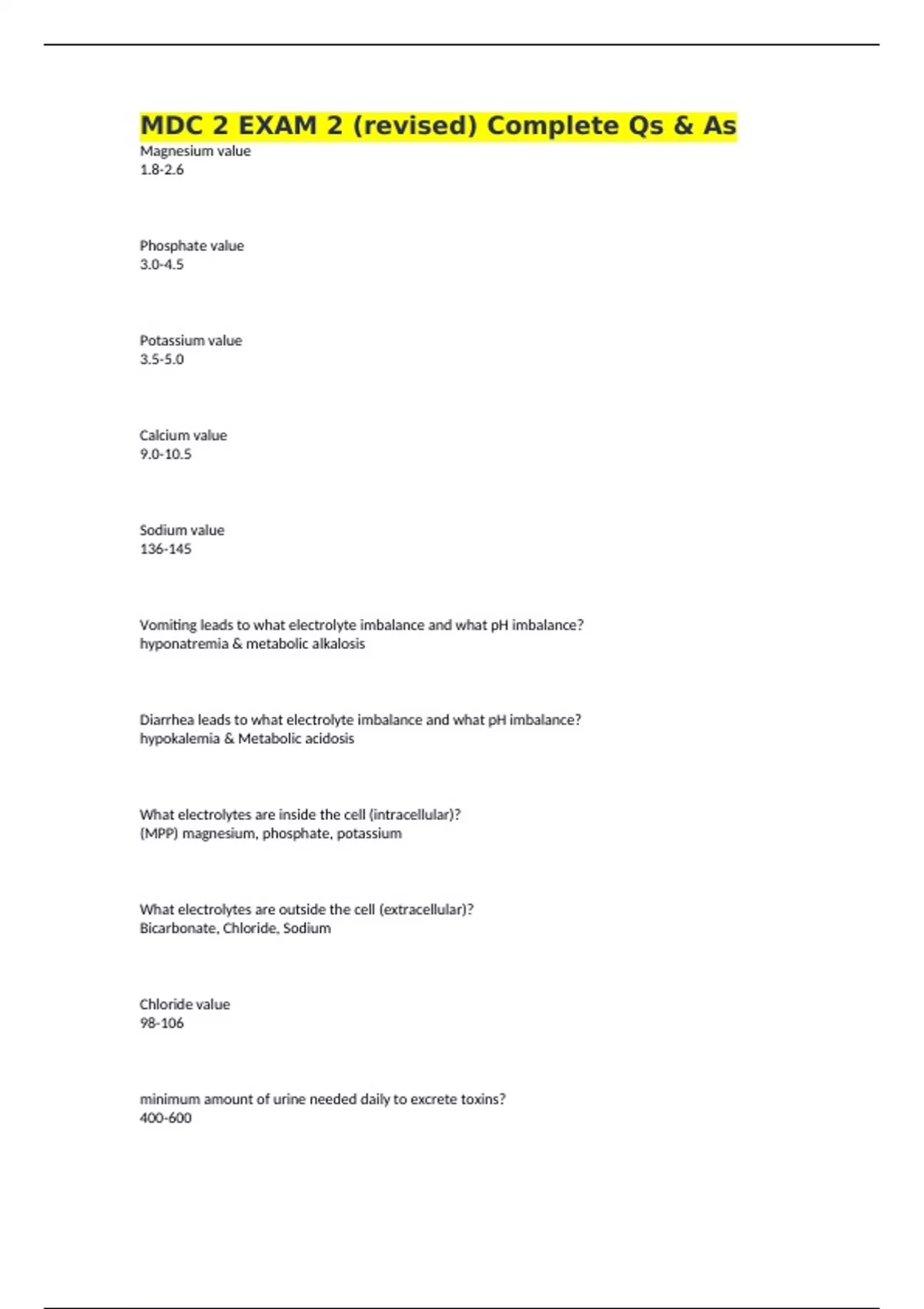 MDC 2 EXAM 2 (revised) Complete Qs & As - MDC - Stuvia US