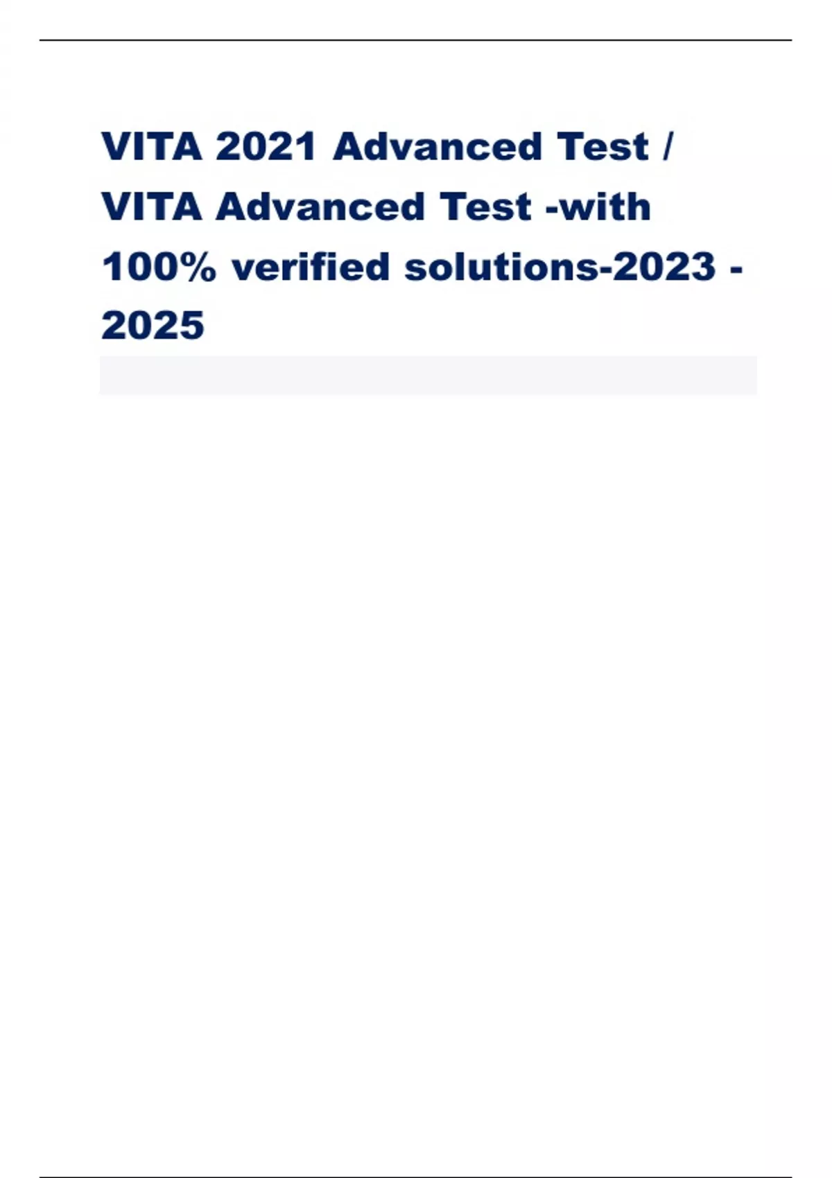 VITA 2021 Advanced Test / VITA Advanced Test -with 100% verified ...