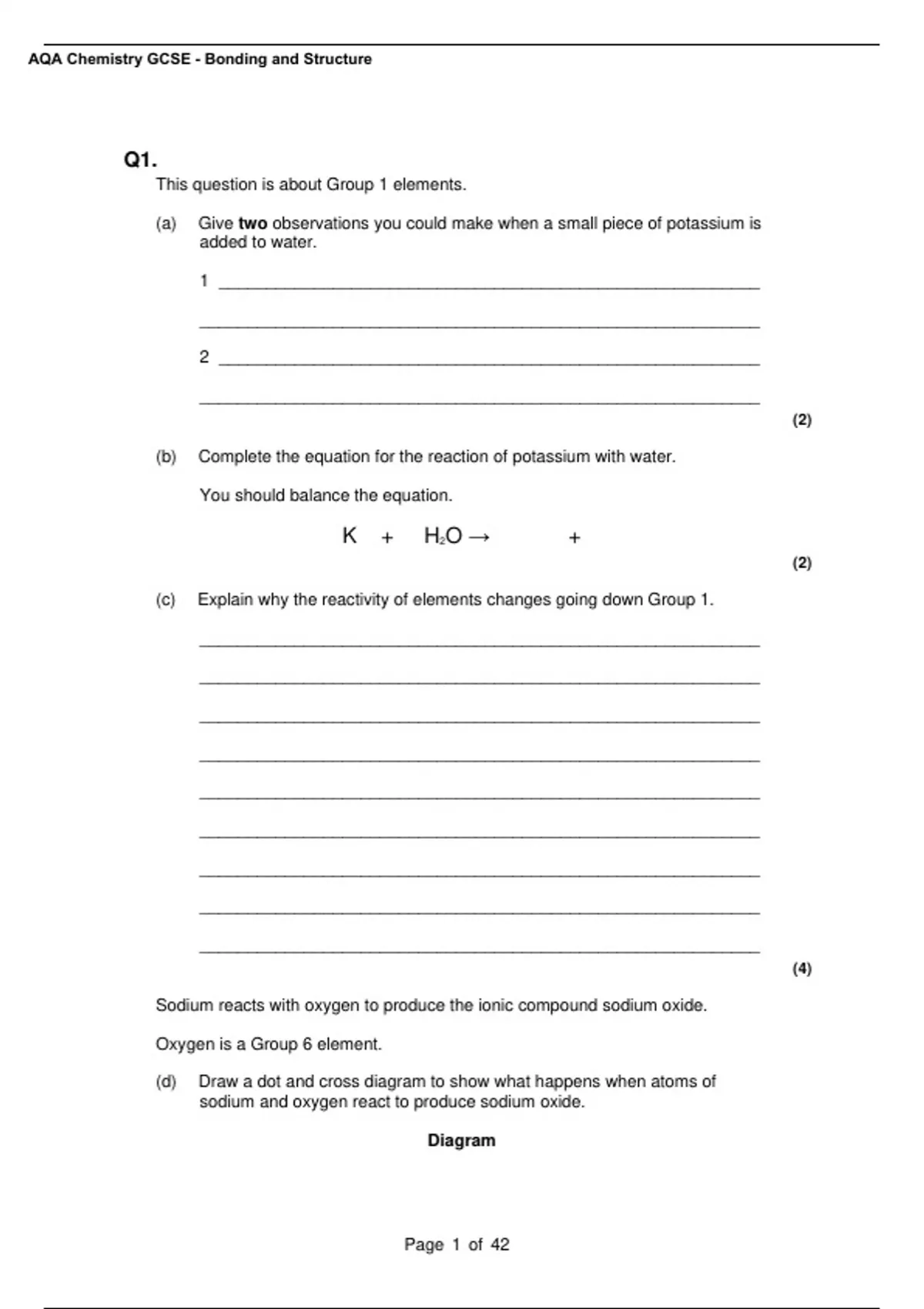 AQA Chemistry GCSE - Chemical Bonds - Ionic, Covalent and Metallic 5 ...