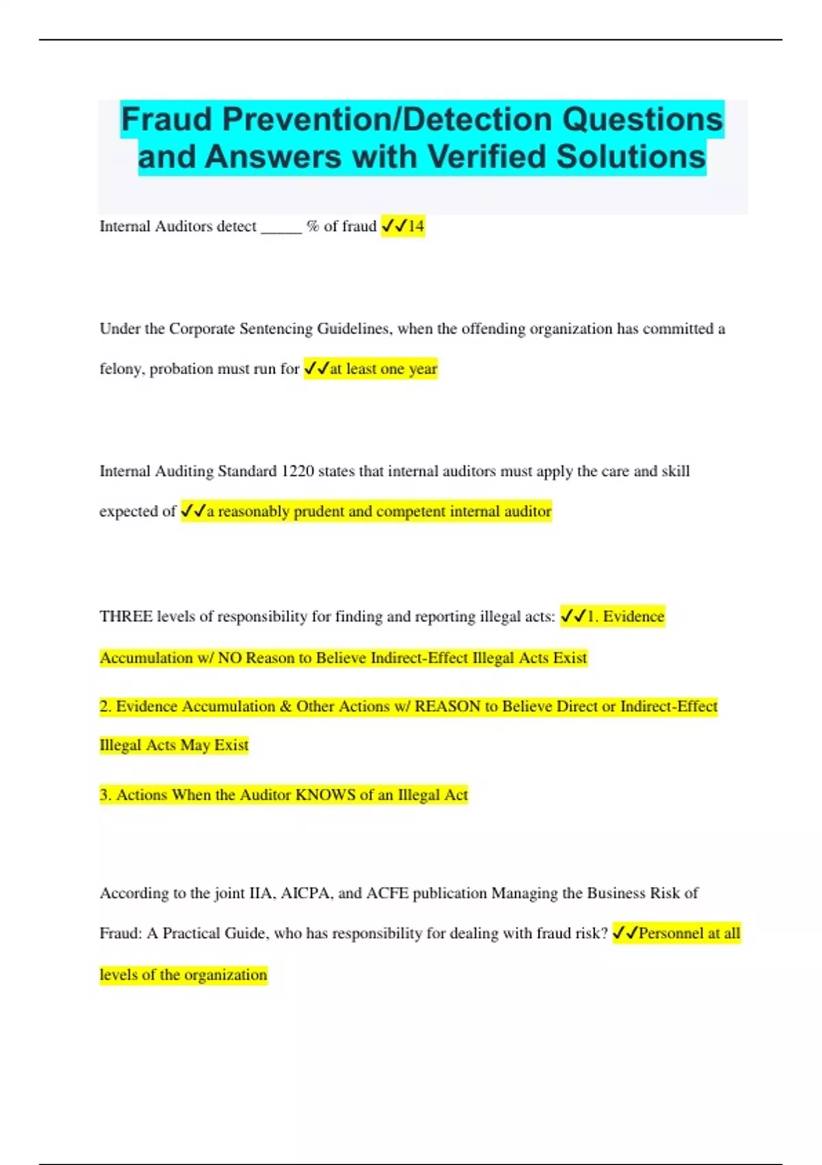 Certified Fraud Examiner (CFE) Bundled Exams Questions and Answers ...