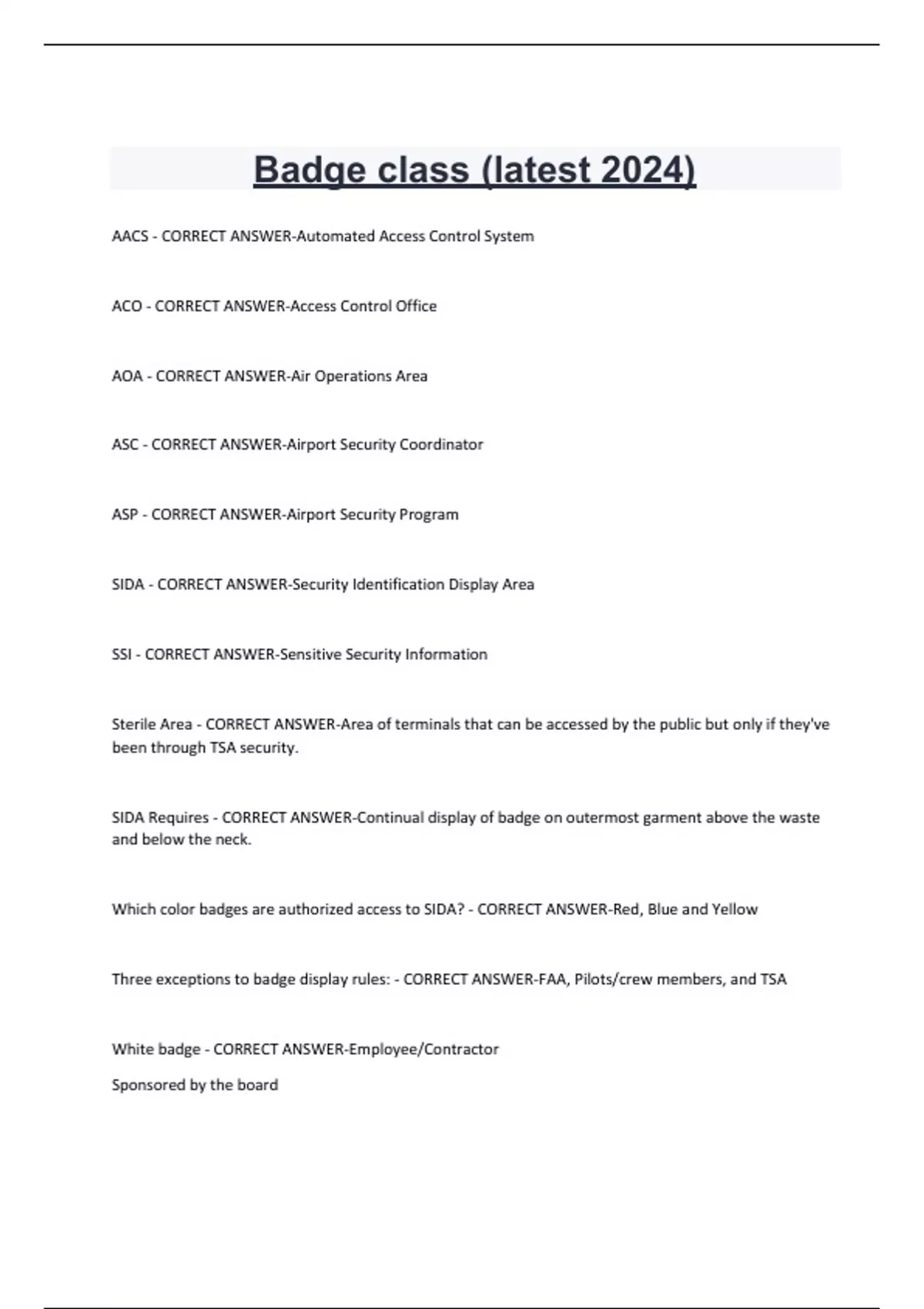 Badge class (latest 2024) - Sida badge - Stuvia US