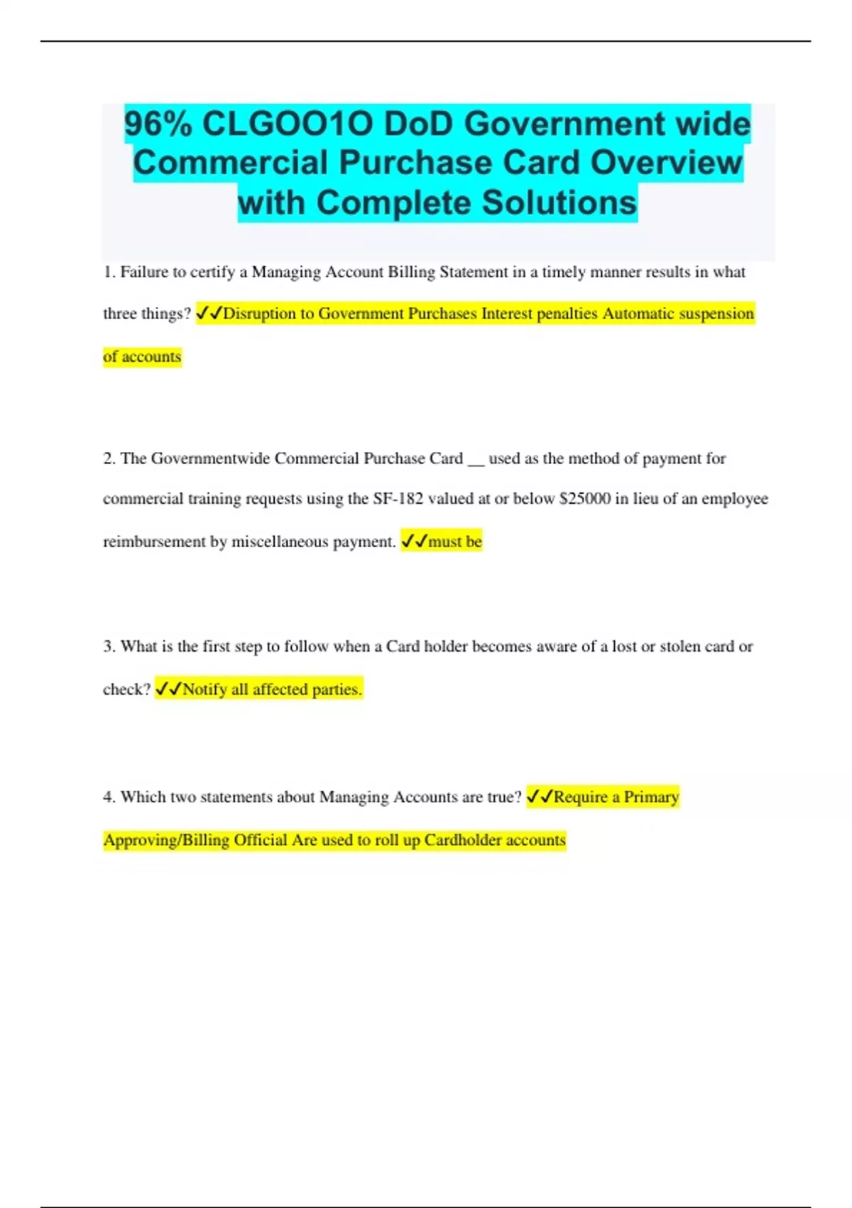 96% CLGOO1O DoD Government wide Commercial Purchase Card Overview with ...